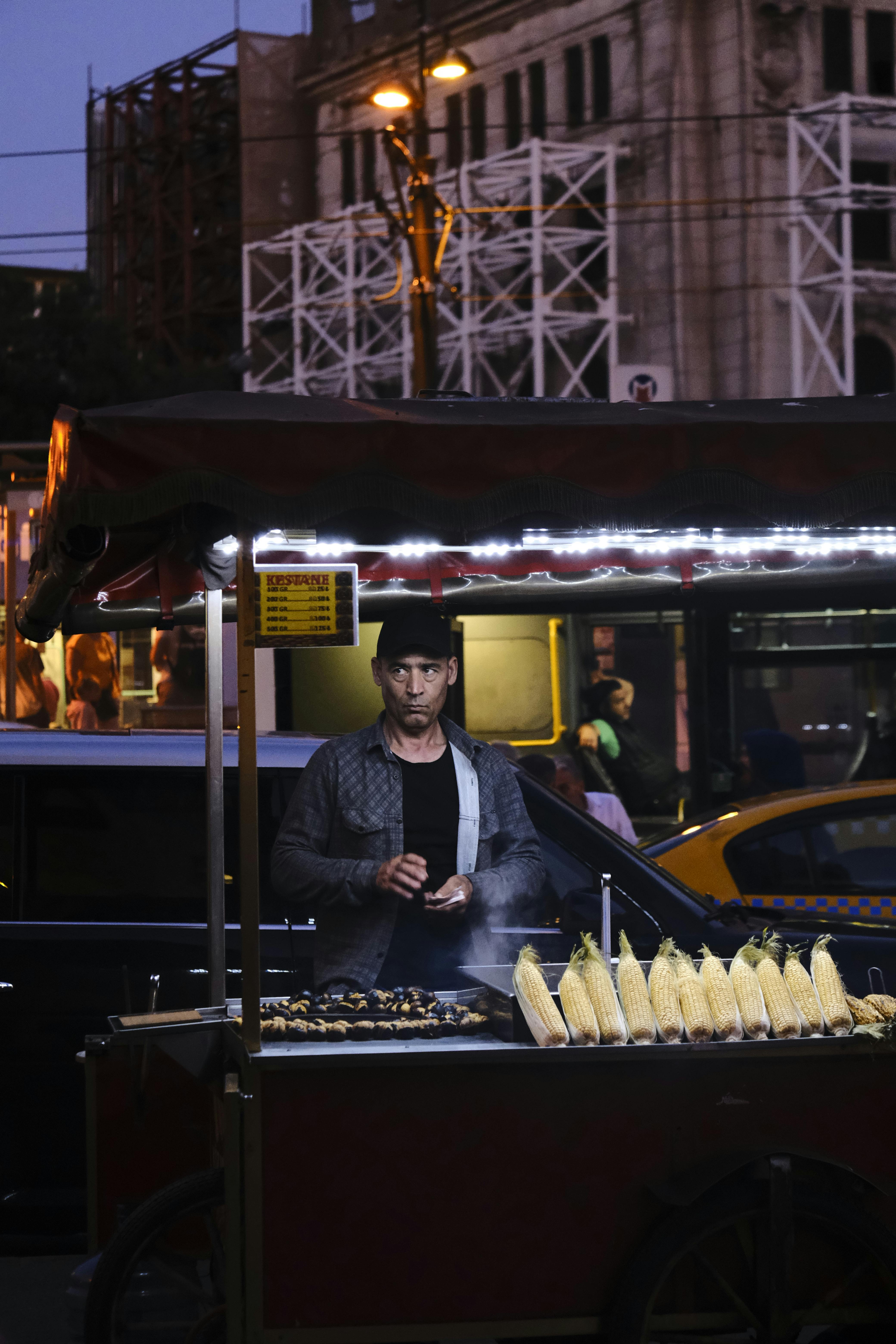 Street Food Vendor at Night · Free Stock Photo