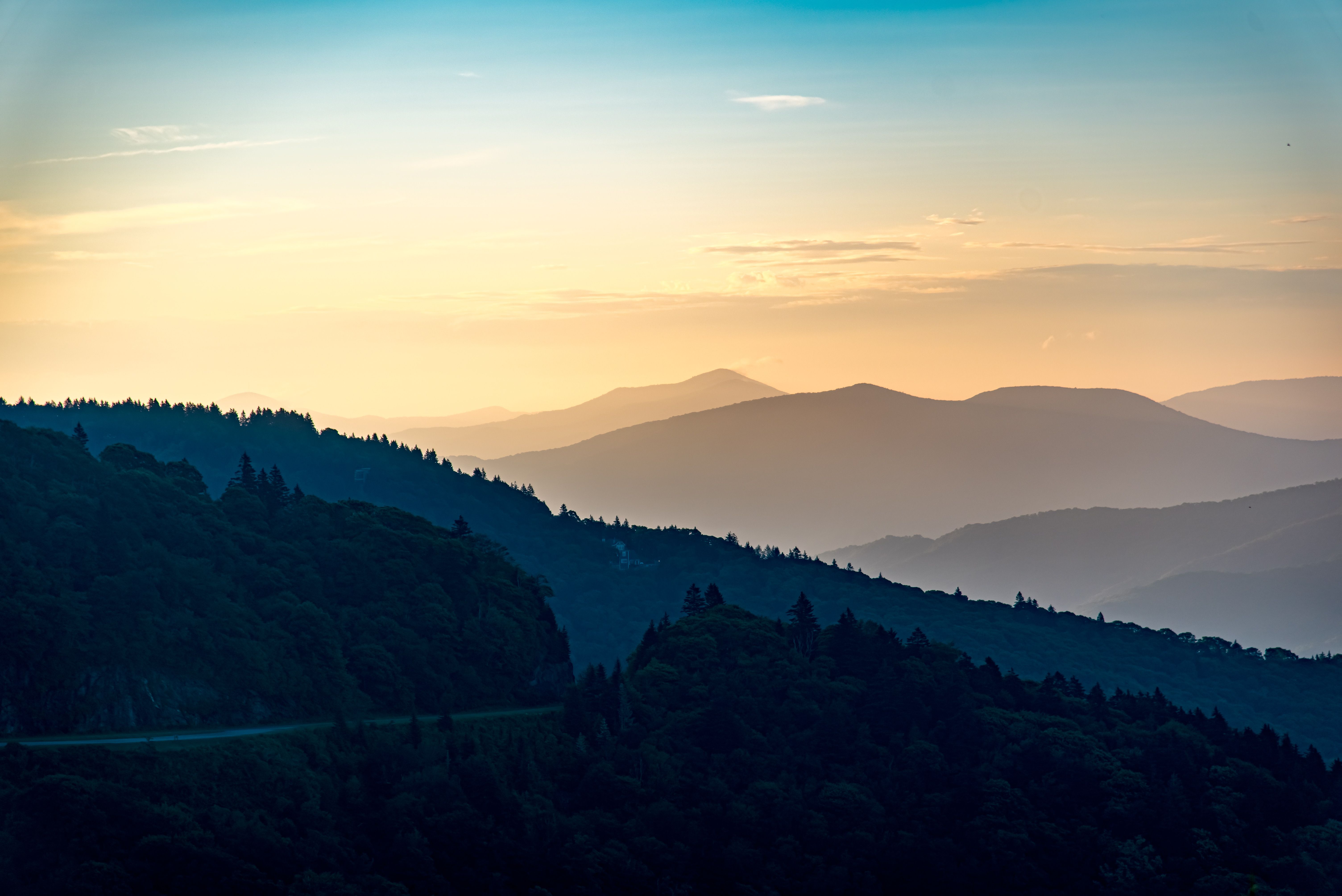 Landscape of Mountains at Sunset · Free Stock Photo