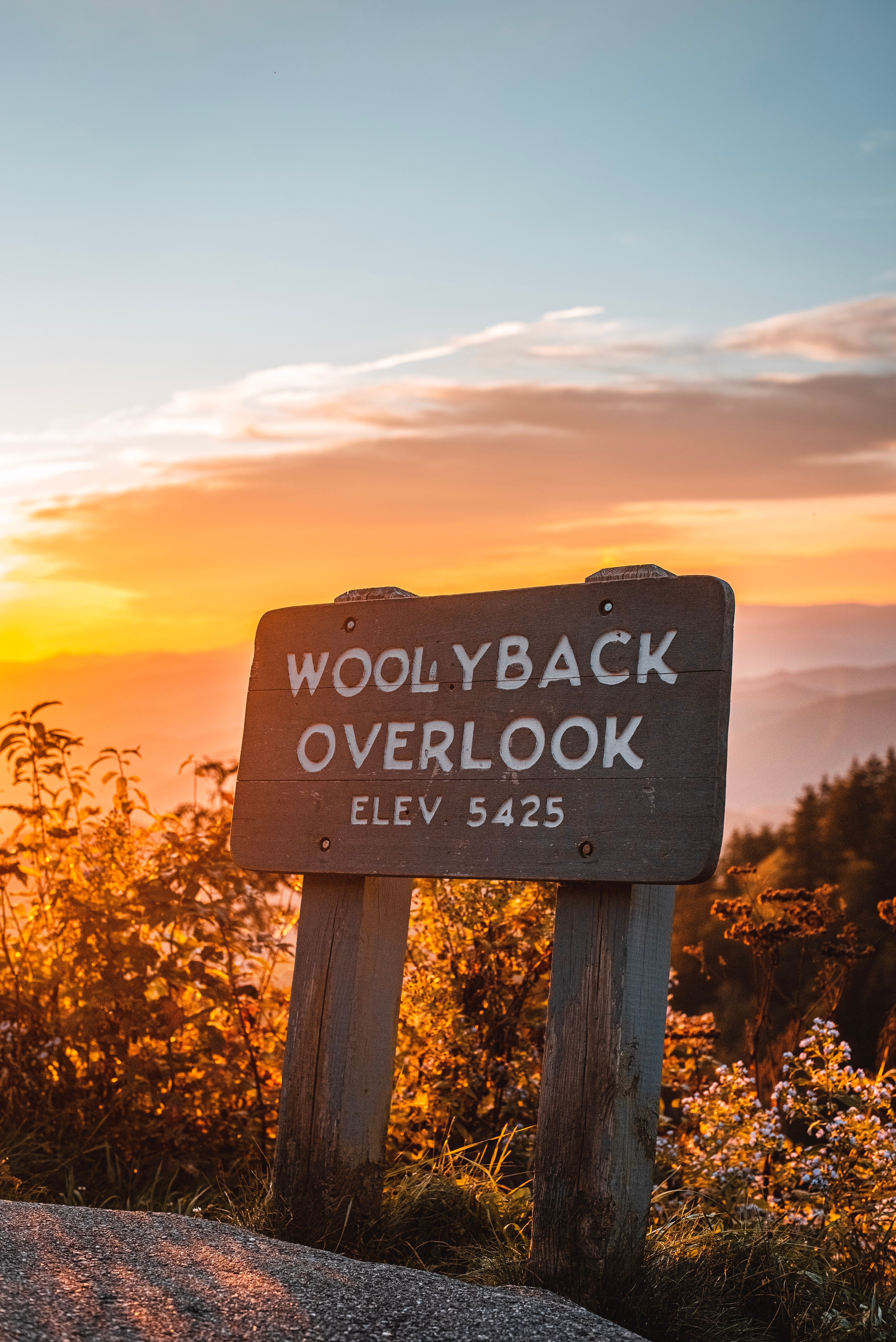Wooden Sign at the Woolyback Overlook in Blue Ridge Parkway · Free ...