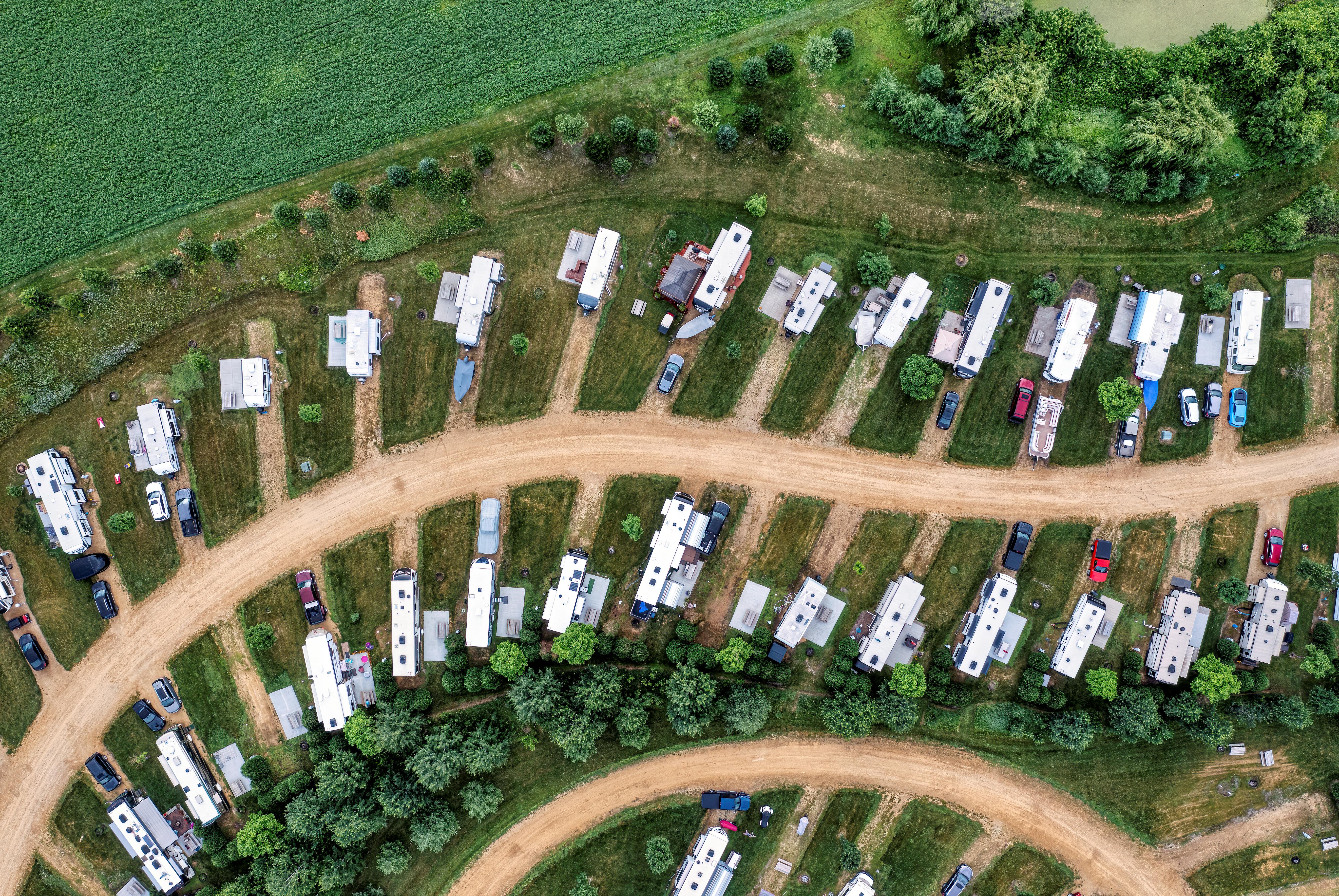 Top View of a Camping Site with Campervans · Free Stock Photo