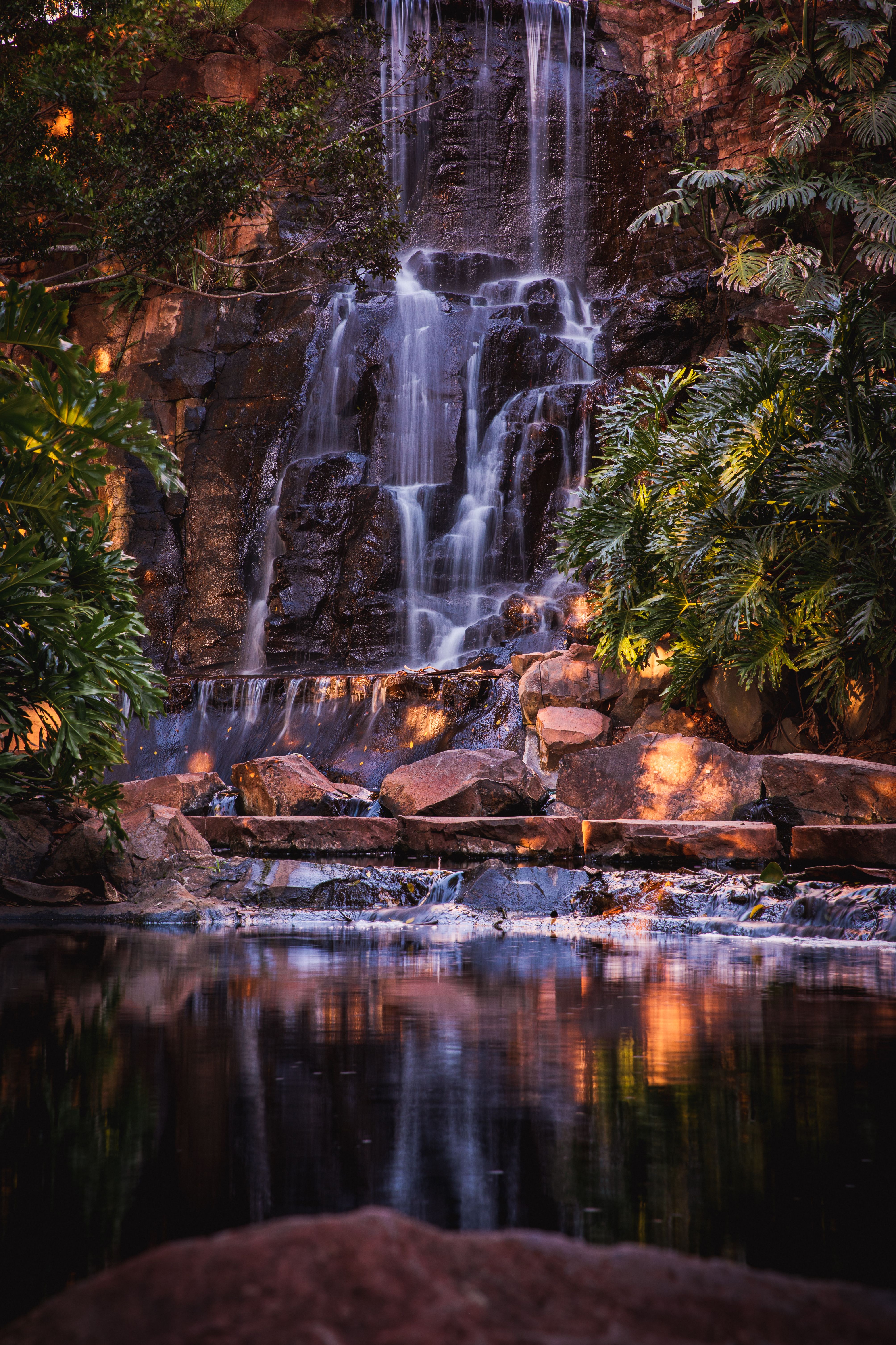 Waterfalls Beside the Lake · Free Stock Photo