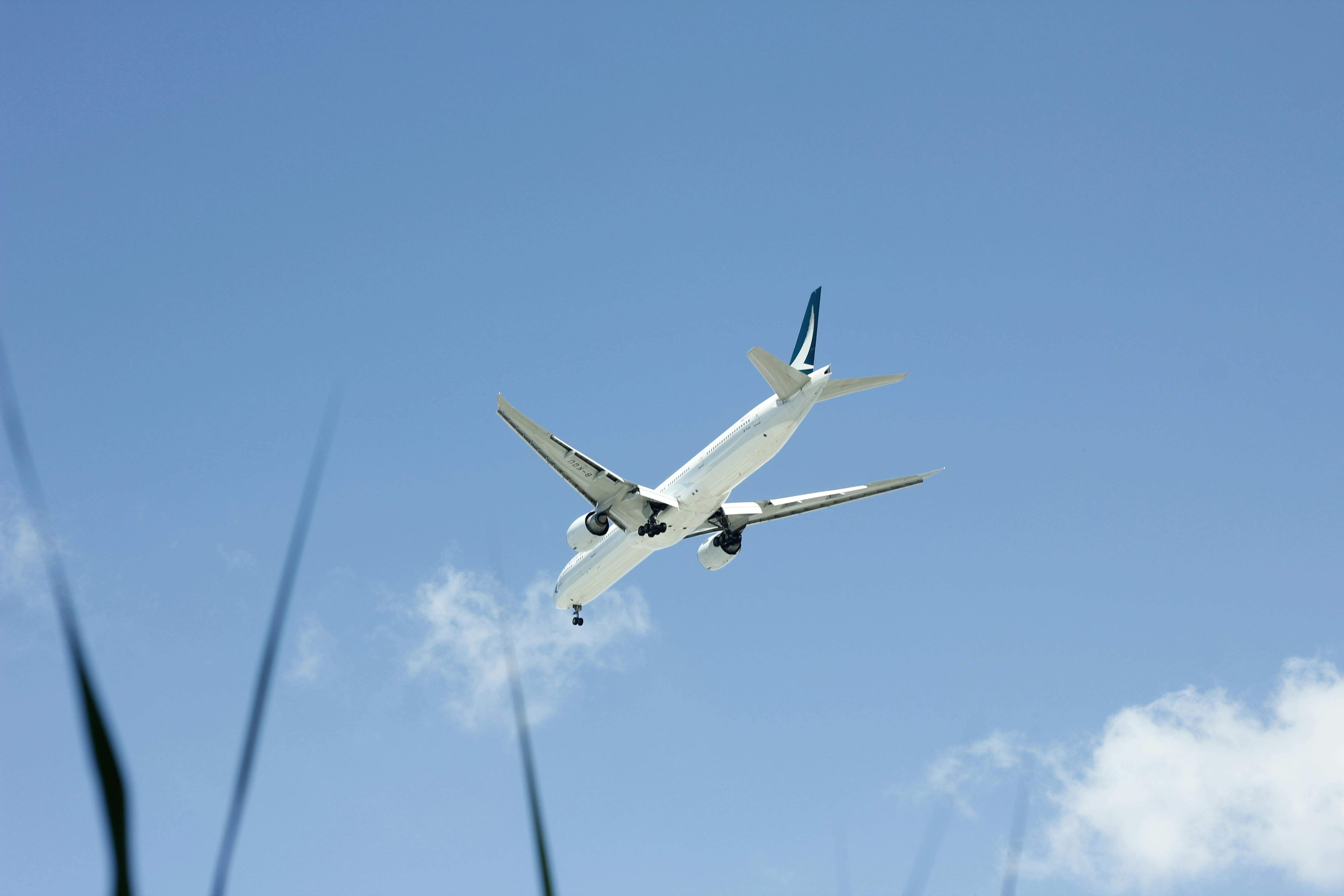 White and Blue Airplane in the Sky · Free Stock Photo