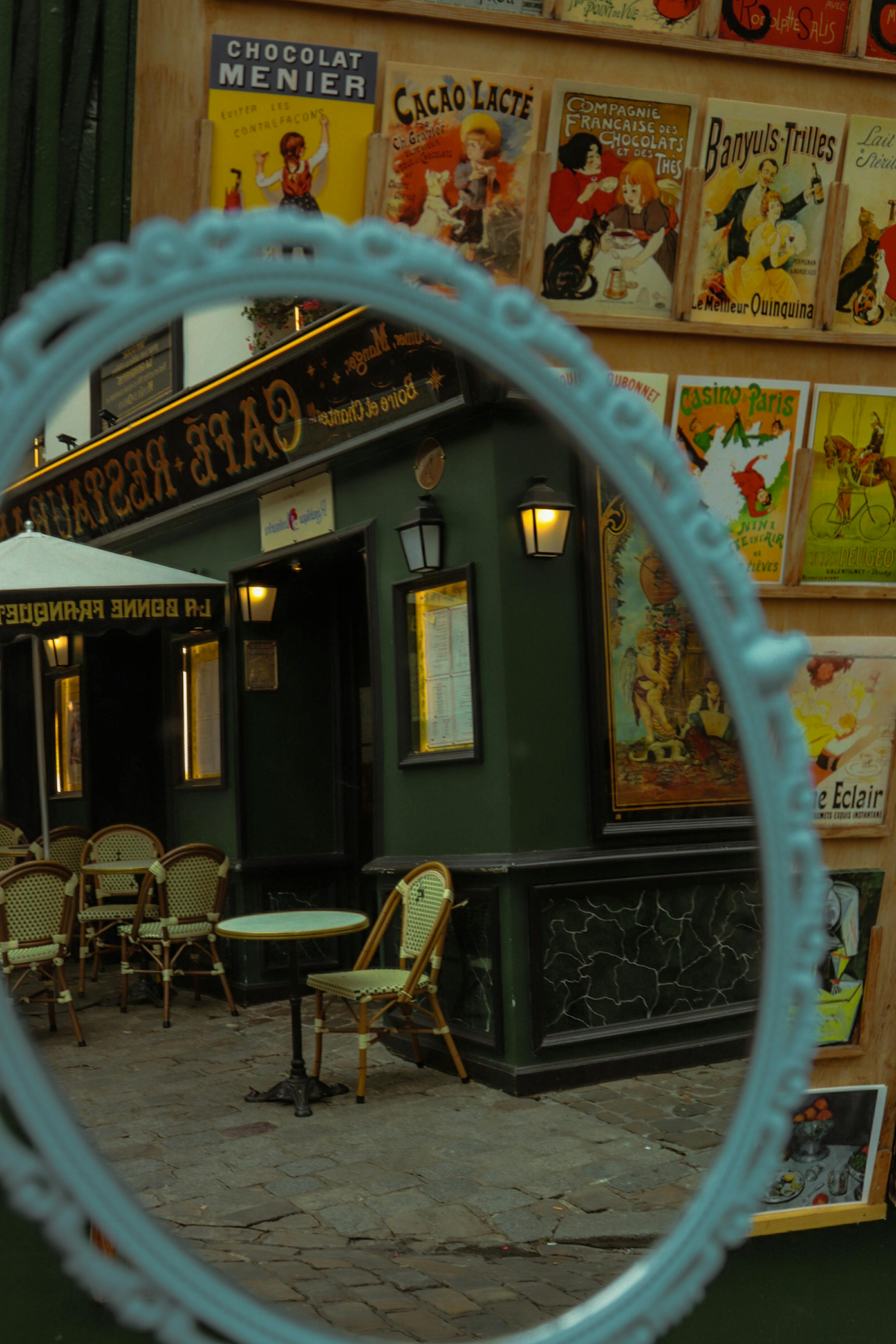 A Reflection of a Café in a Mirror · Free Stock Photo