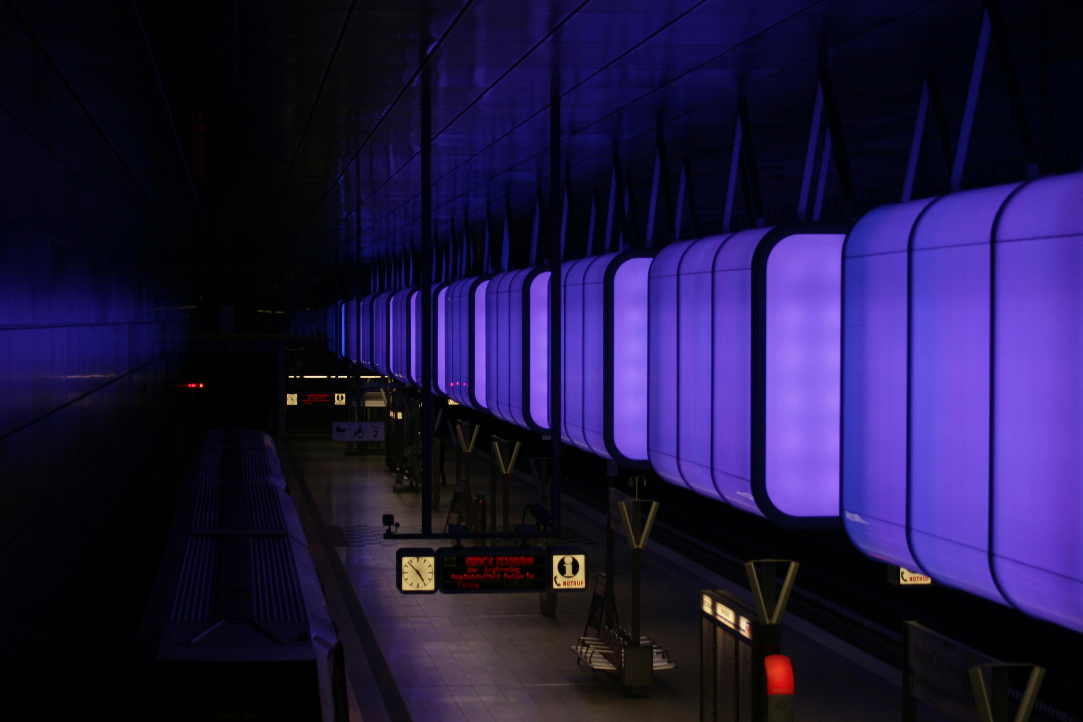 Aerial Photography of Purple Lights on Train Station · Free Stock Photo