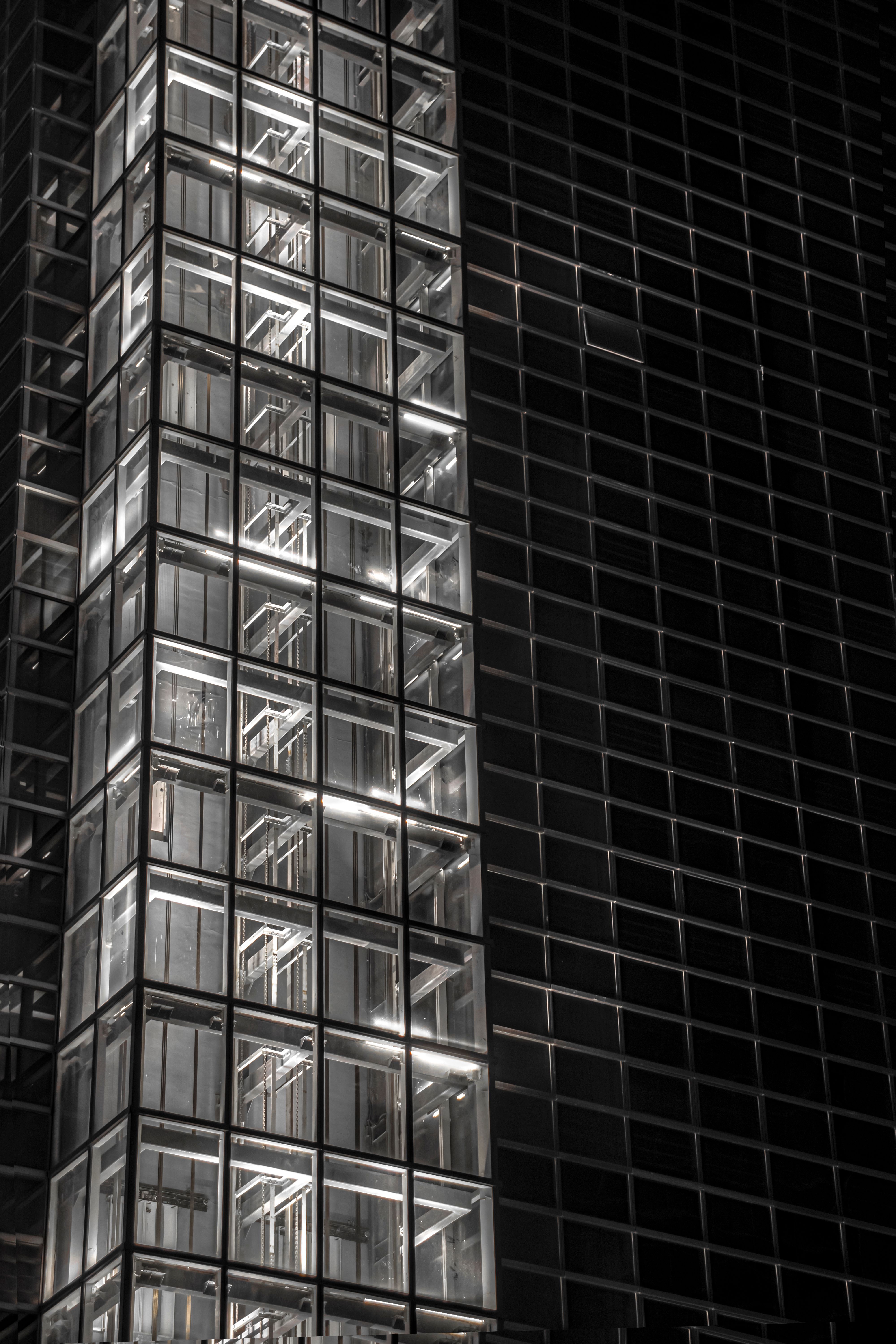 Geometric Wall Finishing on Glass Panels · Free Stock Photo