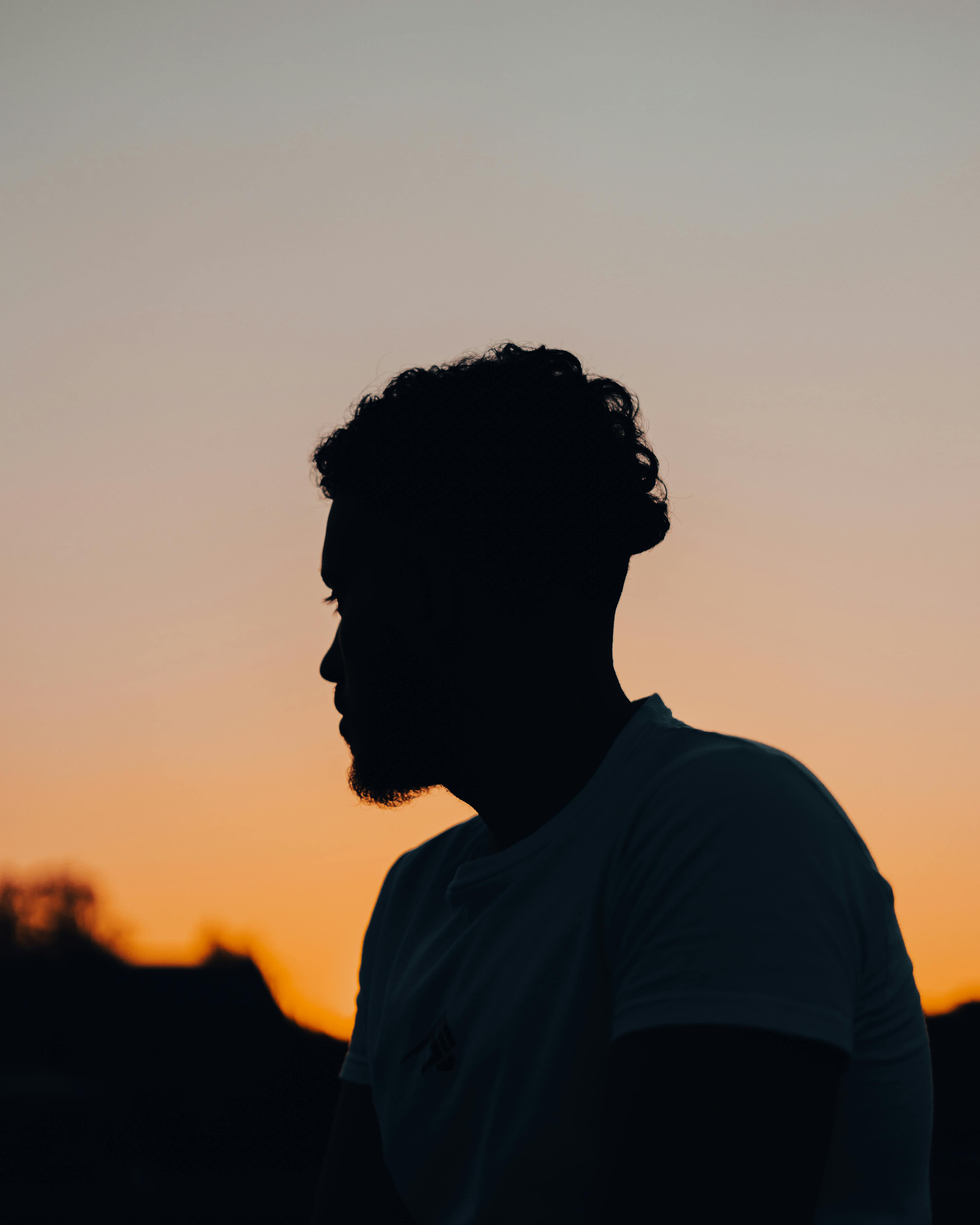 Silhouette of a Man Raising His Hand · Free Stock Photo