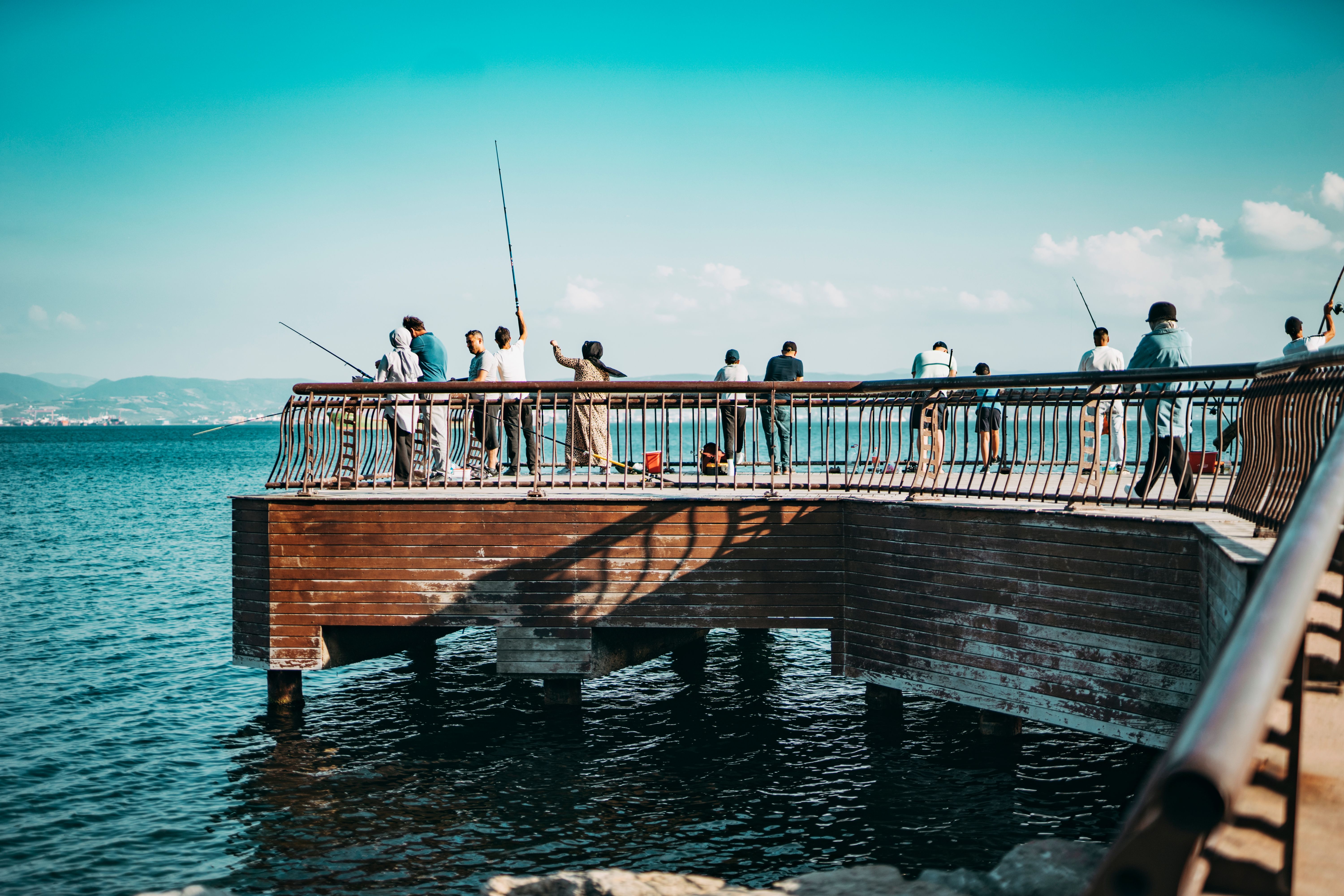 People Fishing on a Viewing Deck · Free Stock Photo