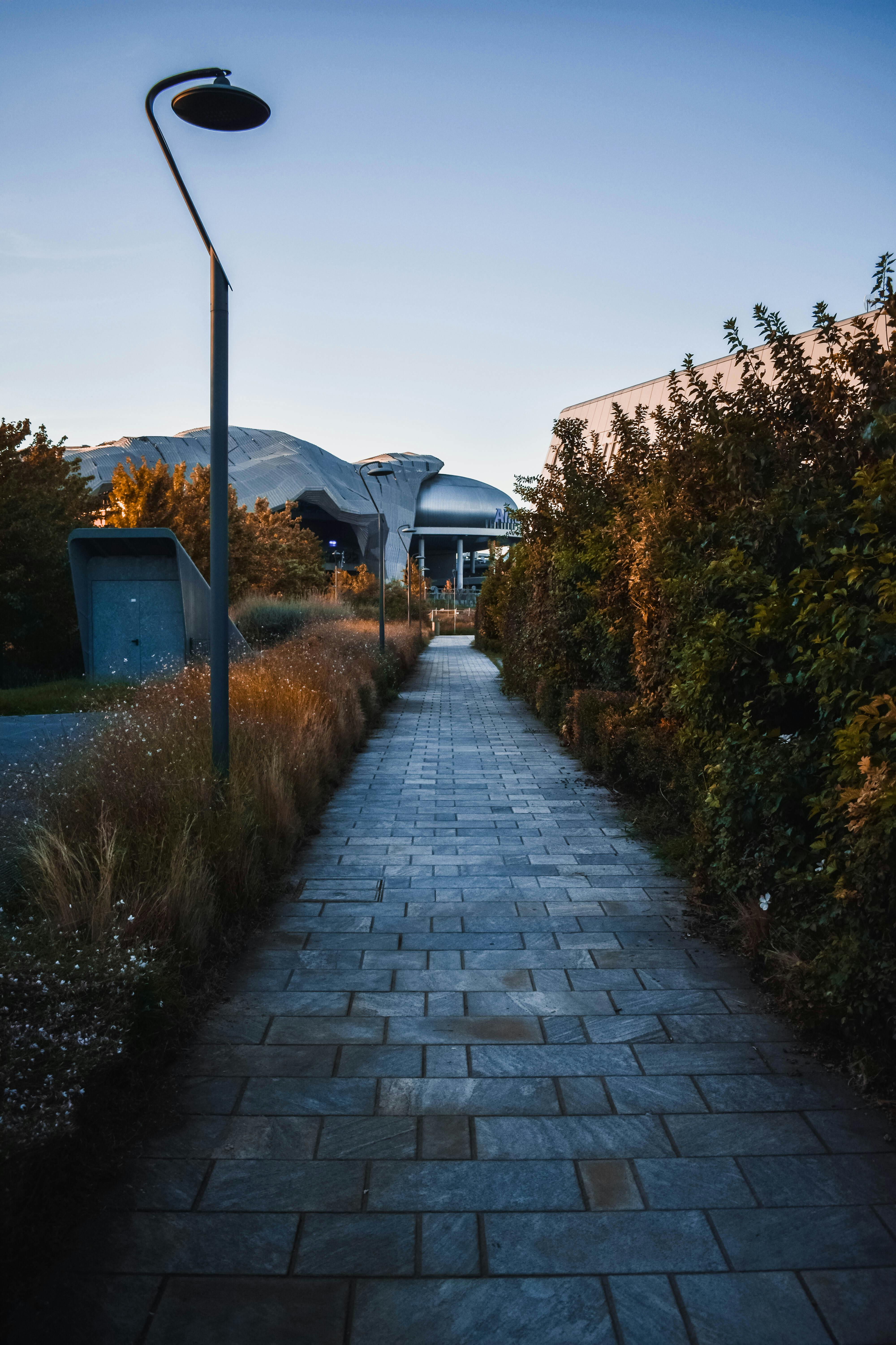 Black Concrete Lamp Posts on Walkway · Free Stock Photo