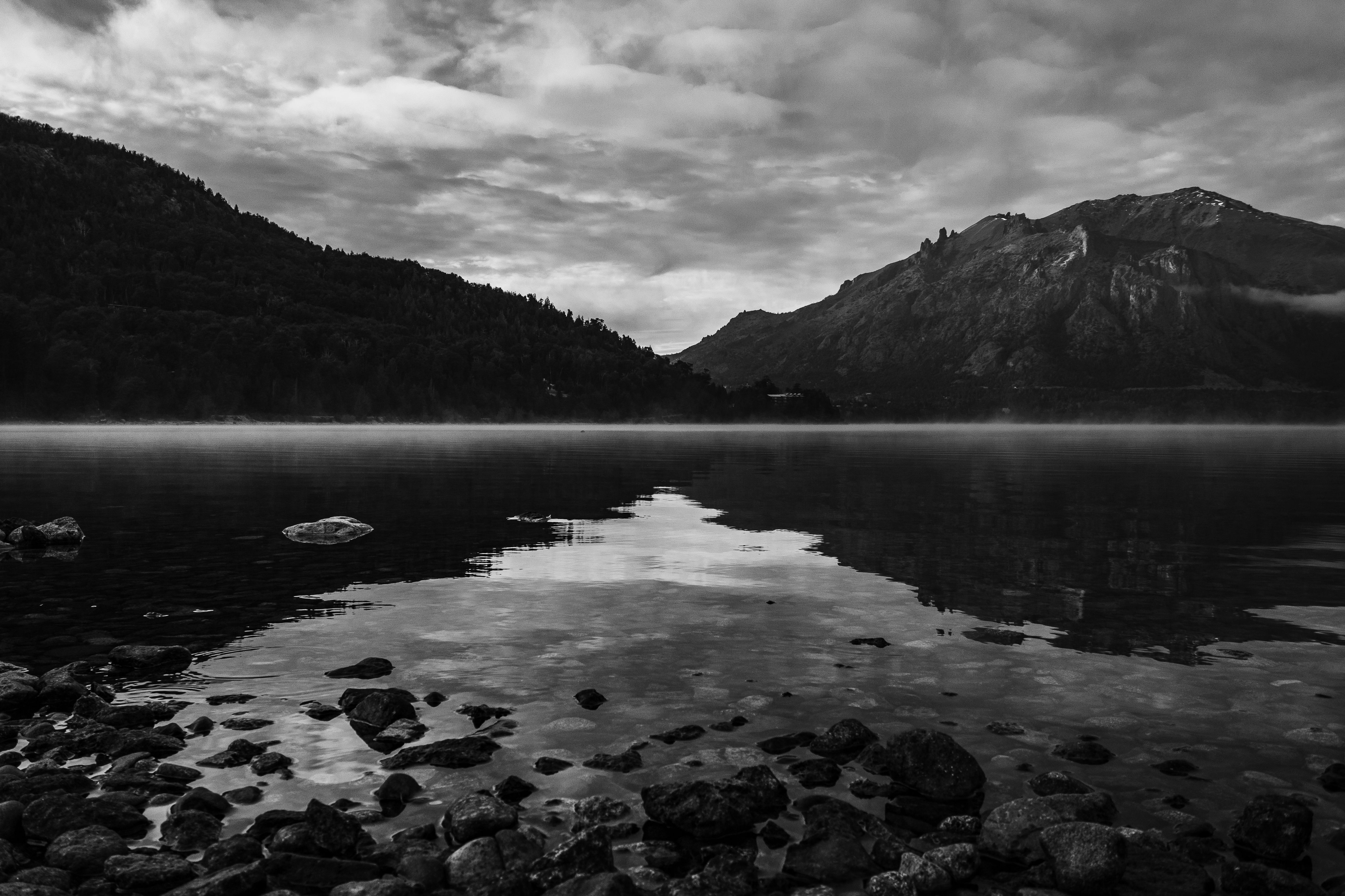 Grayscale Mountain Scenery · Free Stock Photo