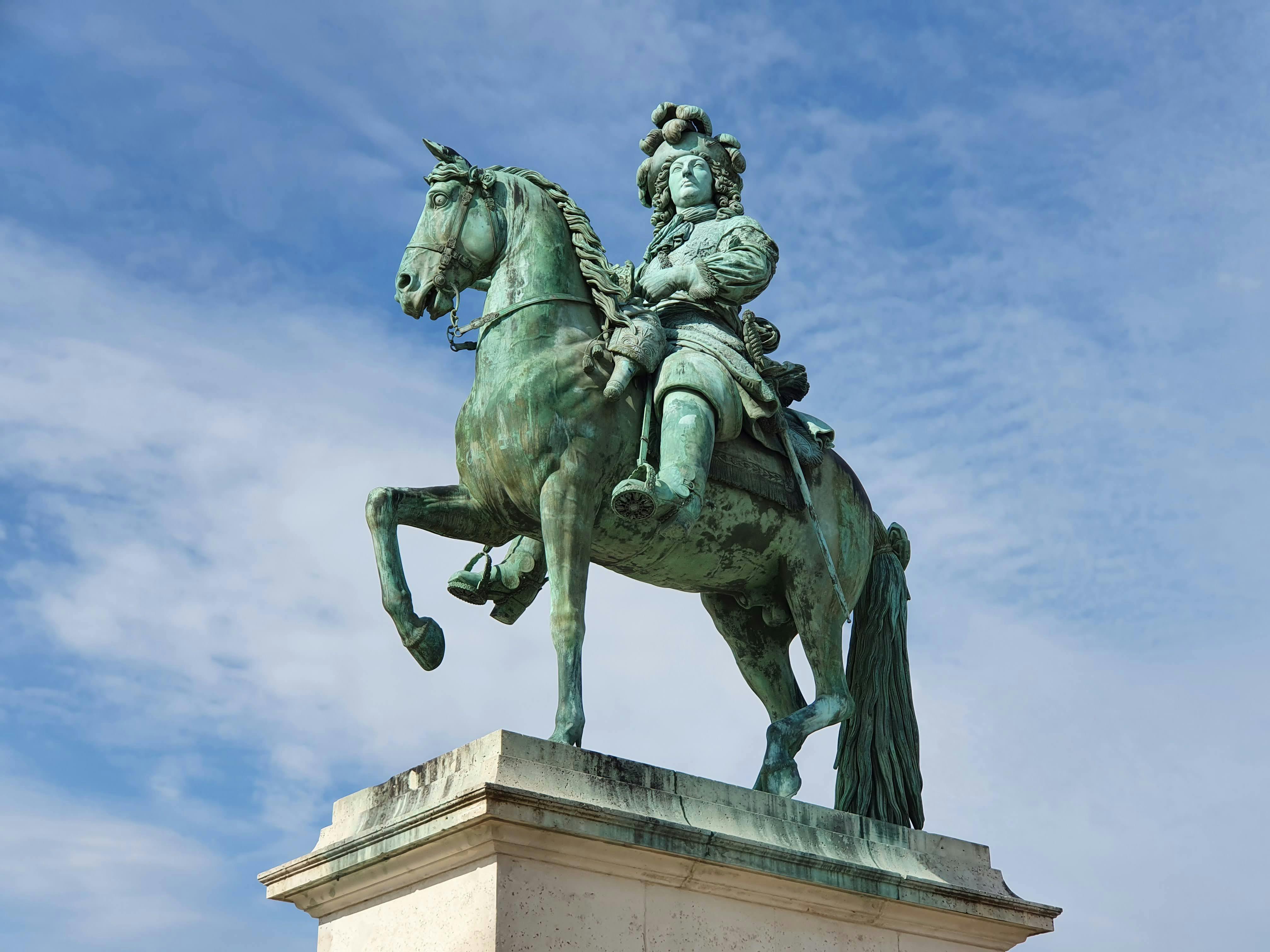 Low Angle Shot the Equestrian Statue of Louis XIV in Versailles, France ...