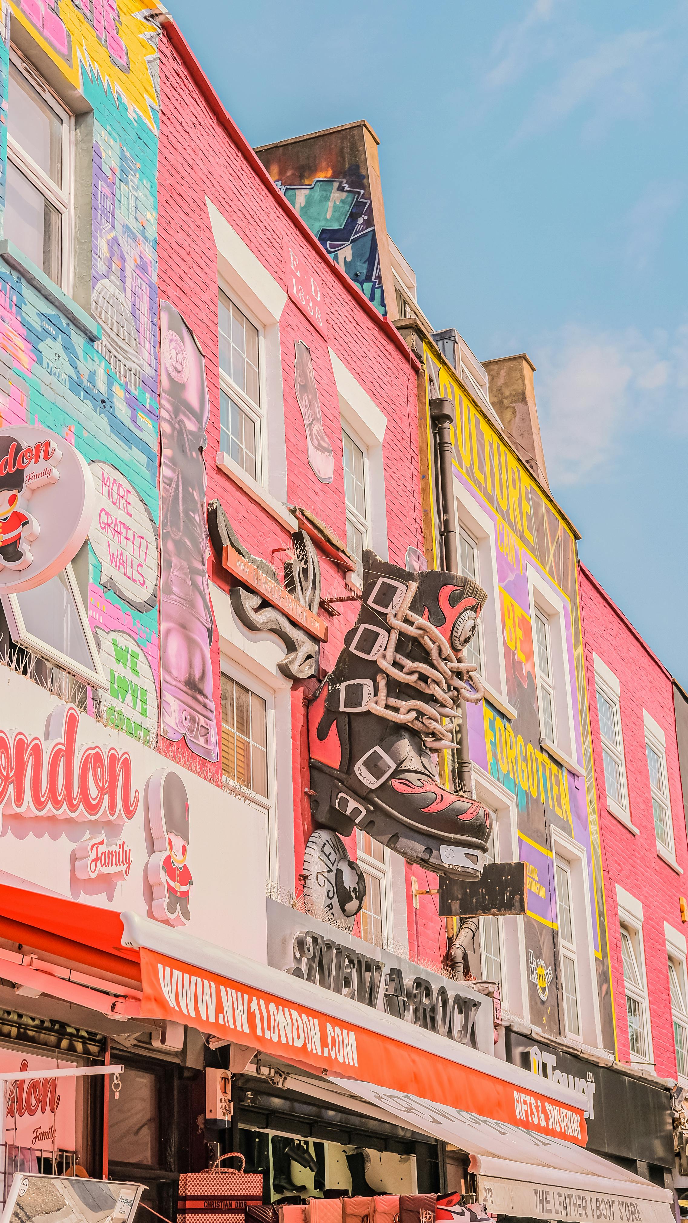 Colorful Decorations on the Facades of Buildings in Camden Town, London ...