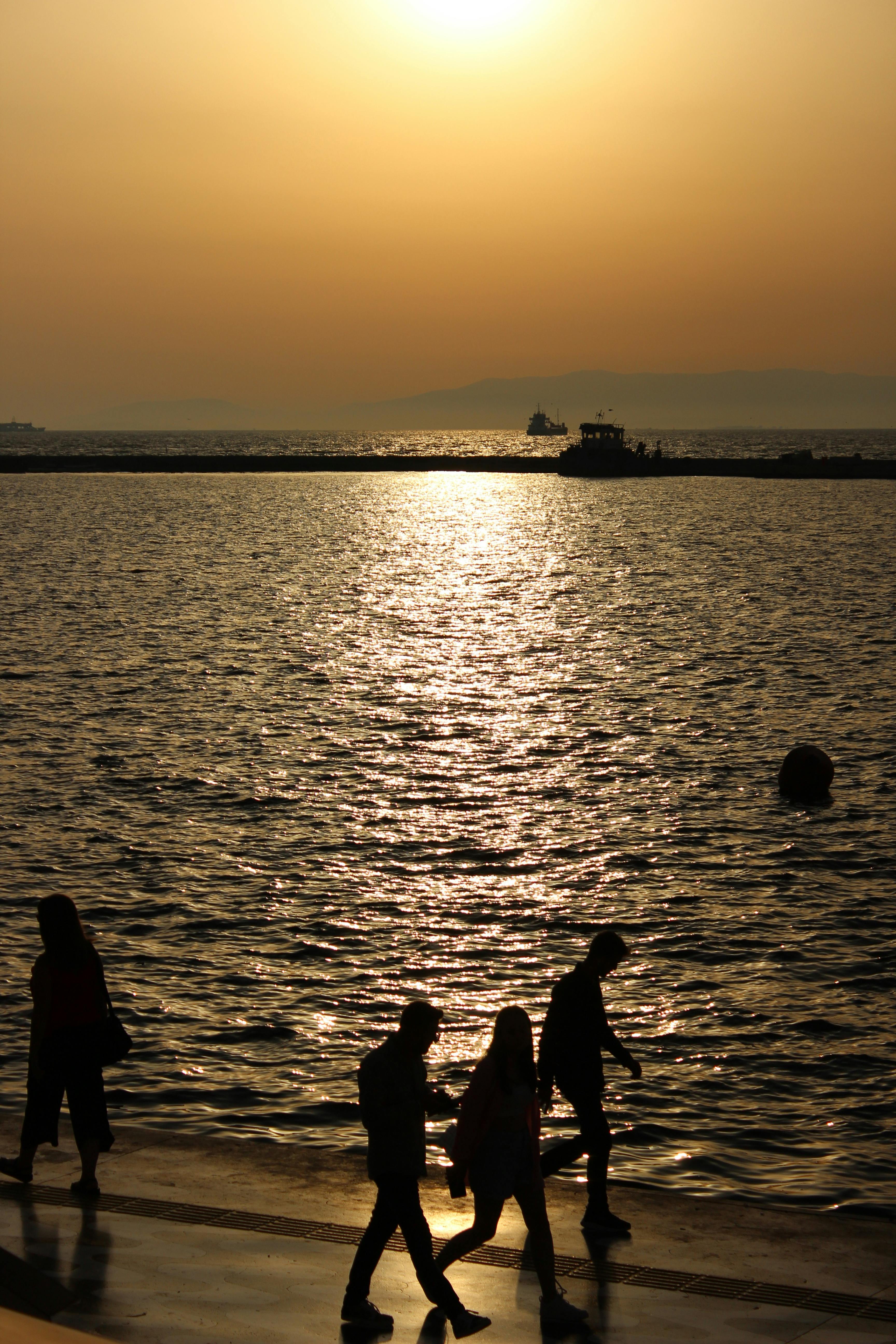 People Walking on Beach on Sunset · Free Stock Photo