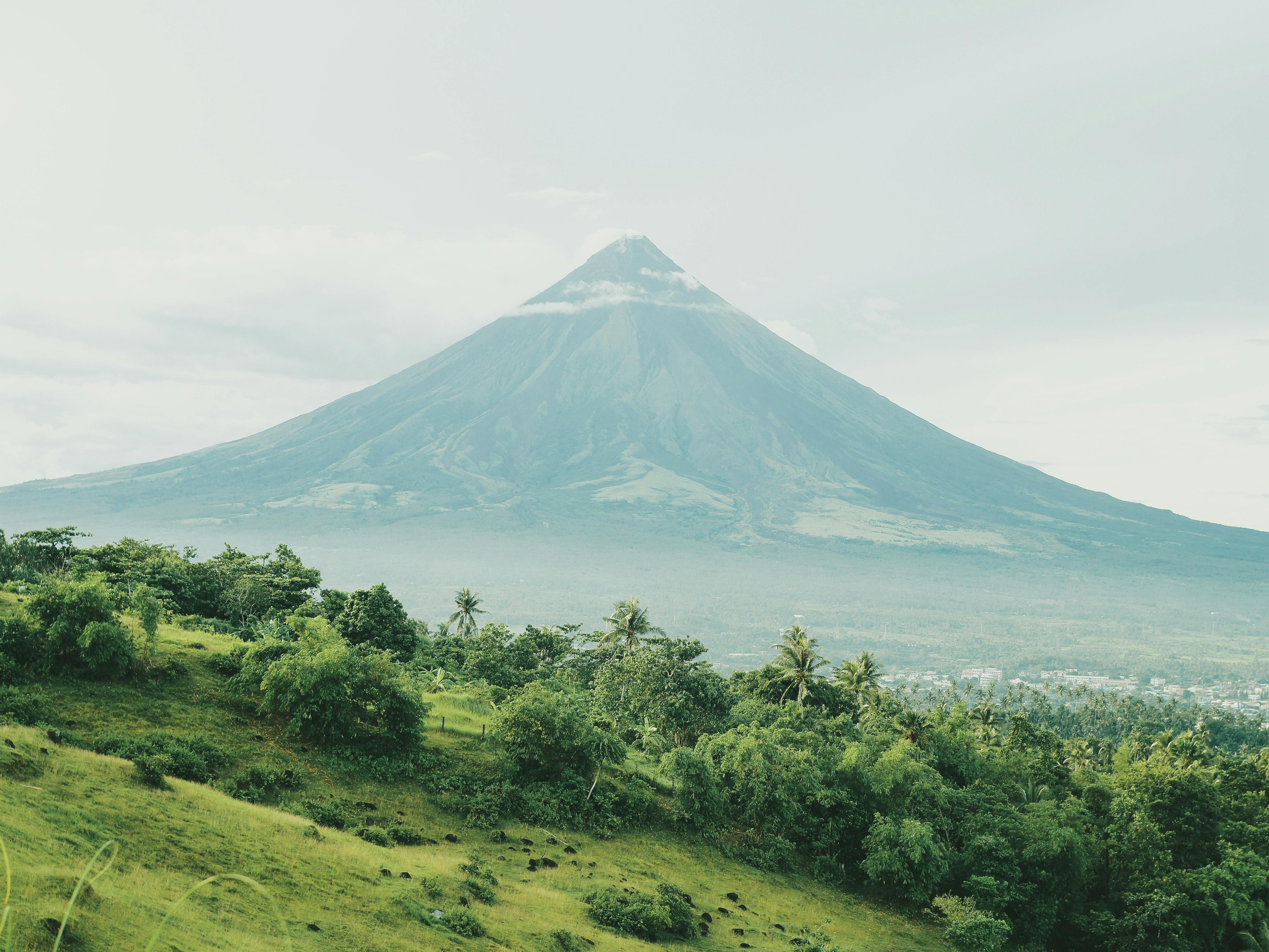 Gray Scale Photo of Active Volcano · Free Stock Photo
