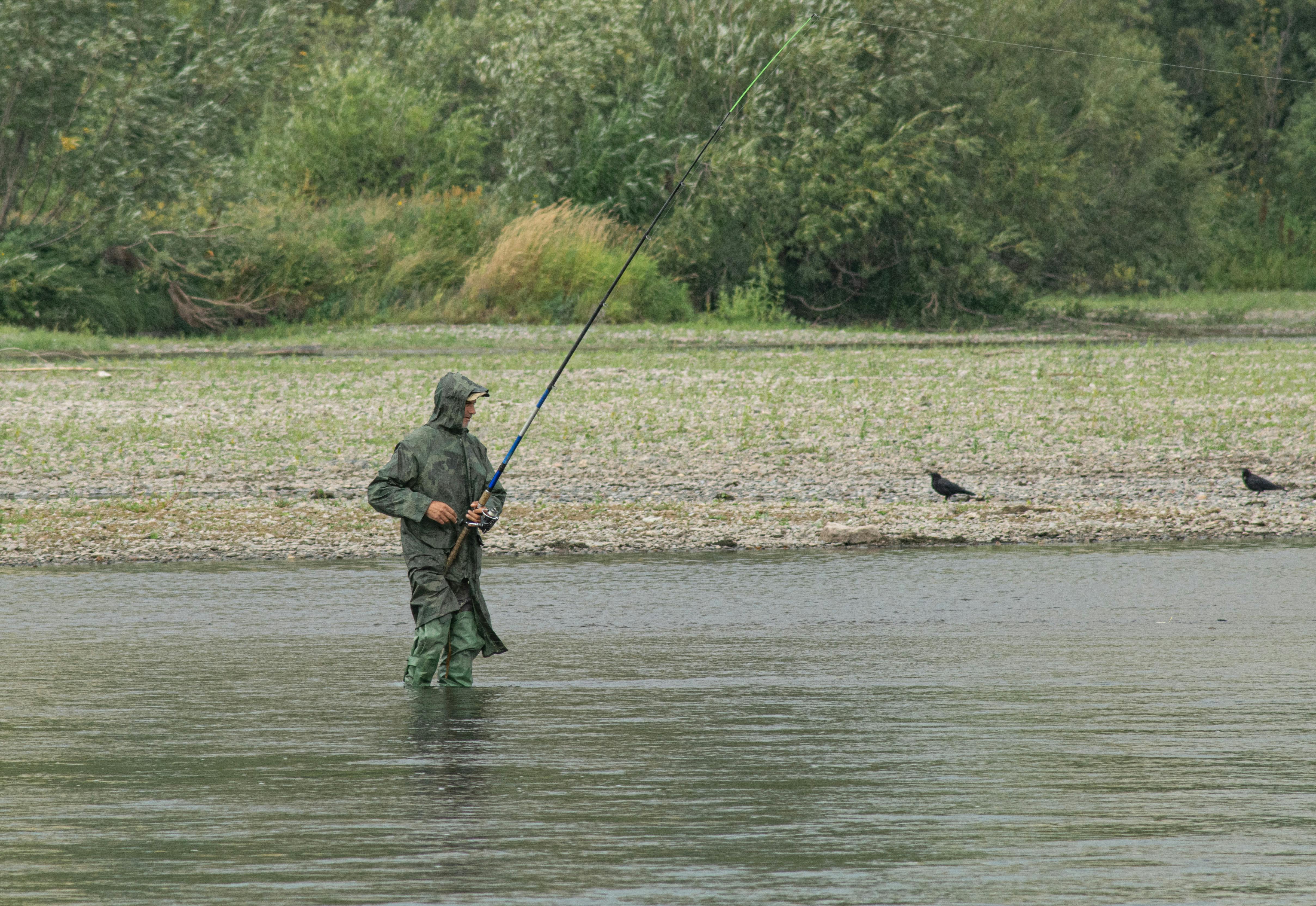 Man Fishing on Shallow Water · Free Stock Photo