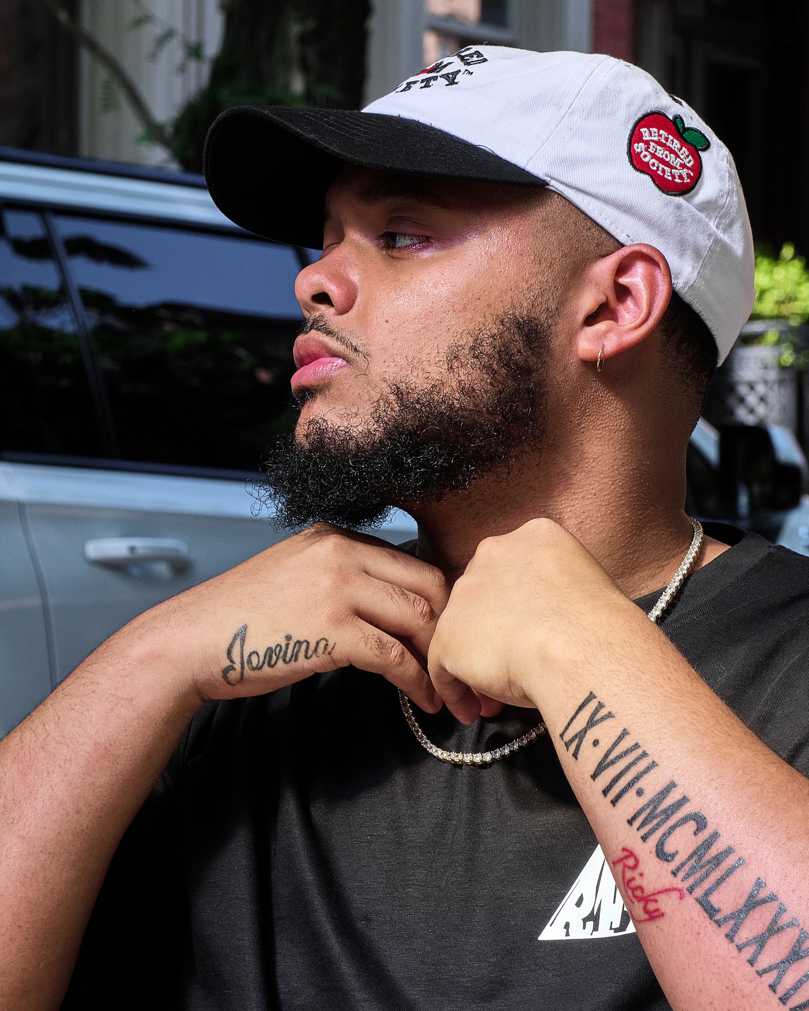 Gray and Black La Embroidered Fitted Cap · Free Stock Photo