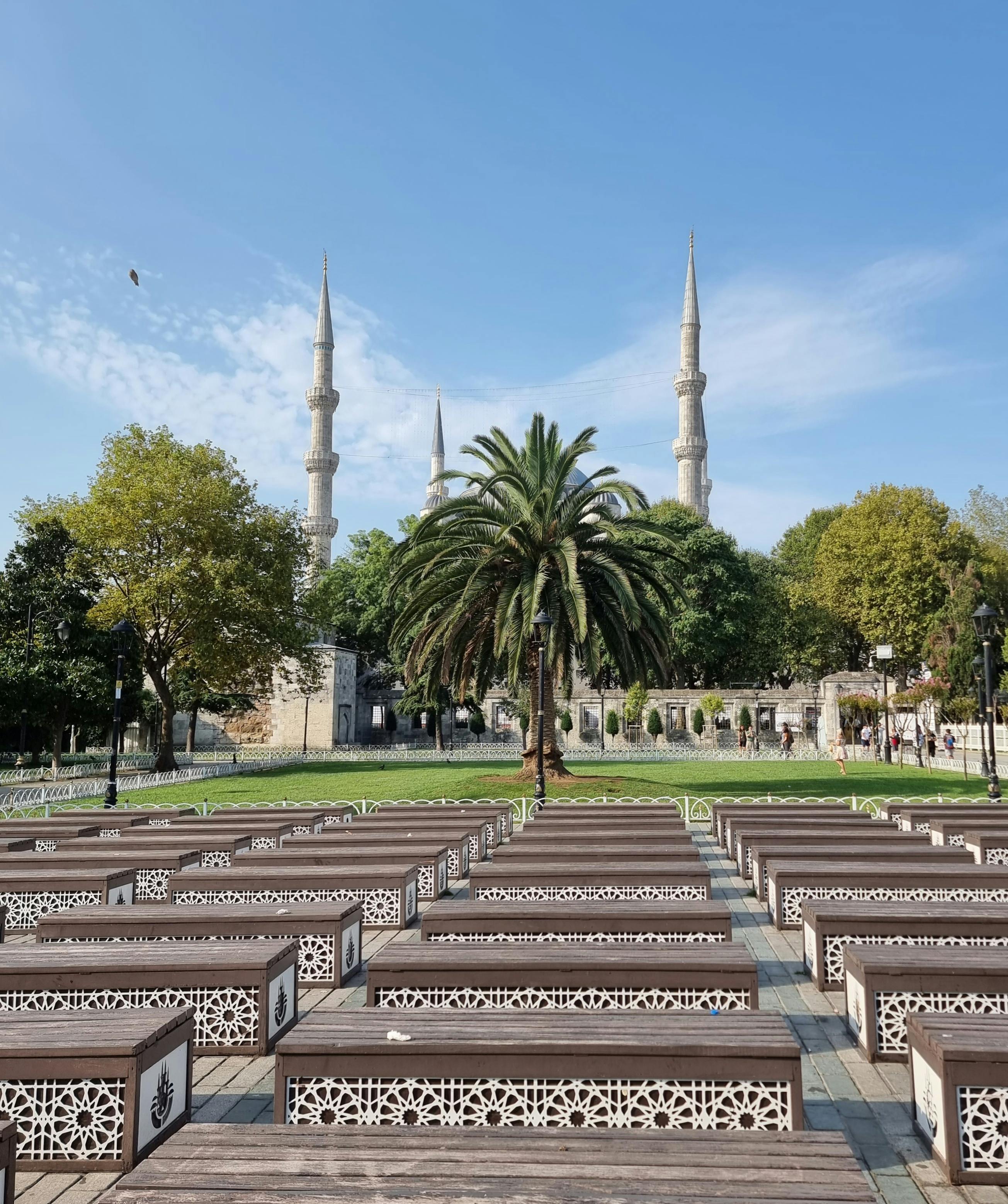 Benches and Trees in Park near Hagia Sophia in Istanbul · Free Stock Photo