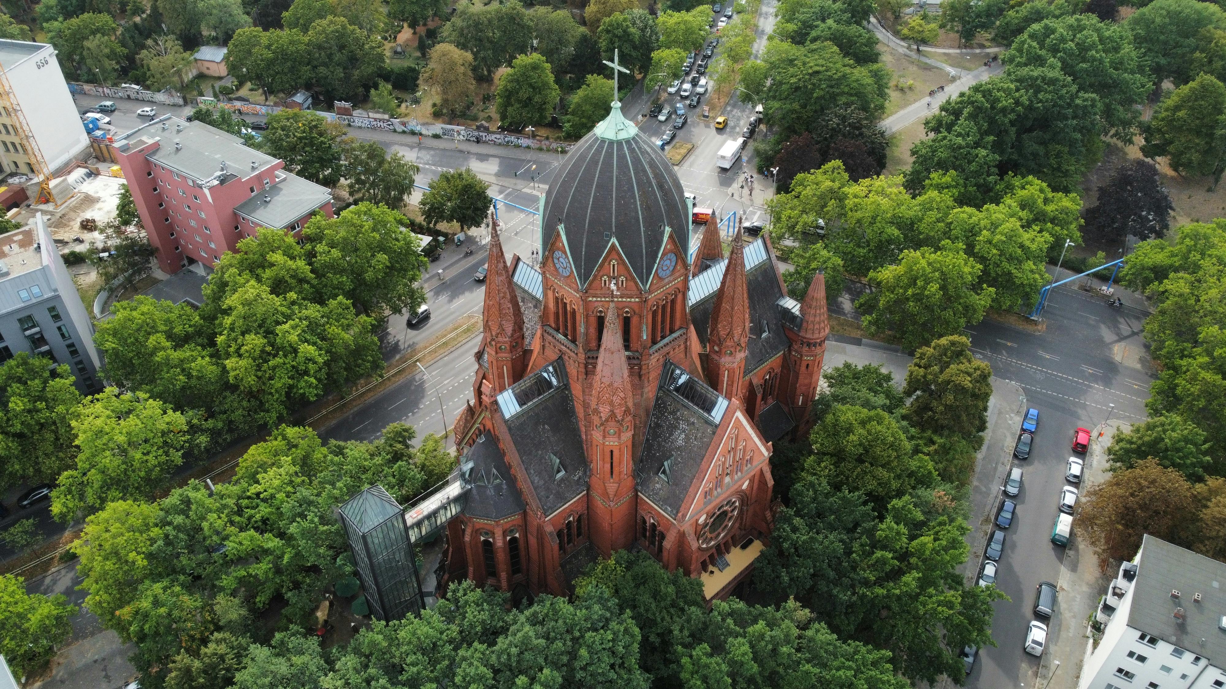 Aerial View of a Chapel in the Forest · Free Stock Photo