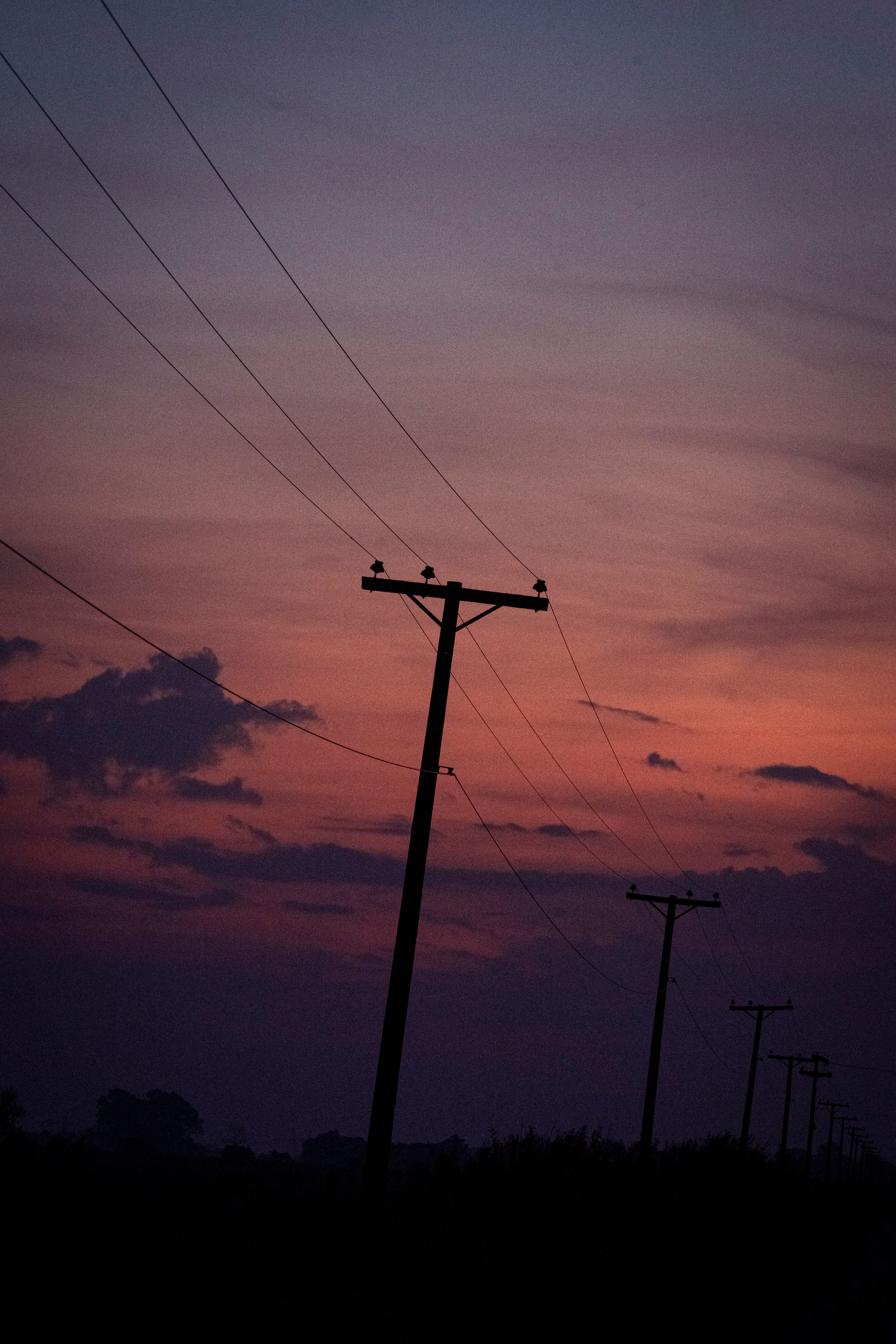 Silhouette of Electric Post during Sunset · Free Stock Photo