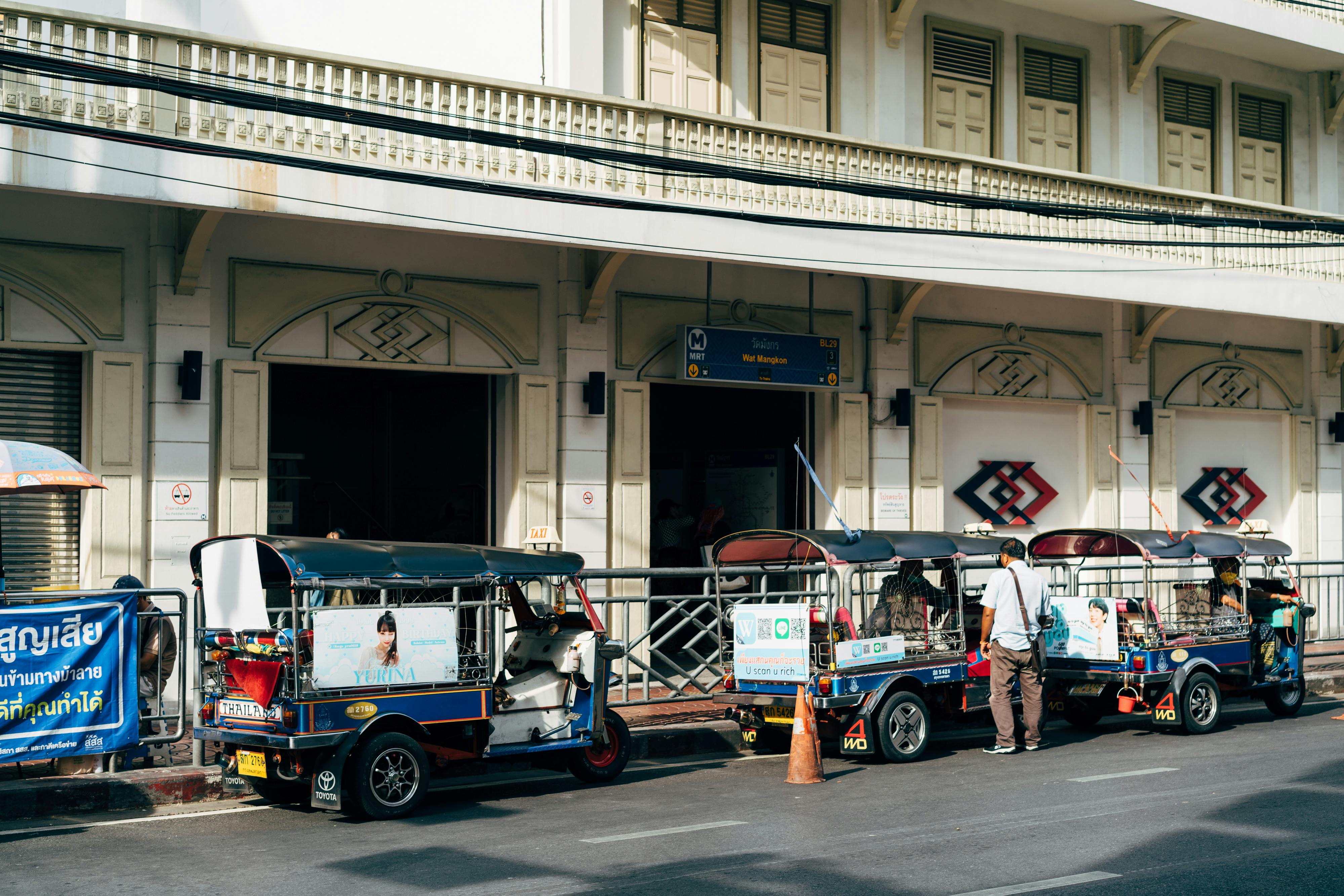 Auto Rickshaws Parked in front of a Train Station in Bangkok · Free ...