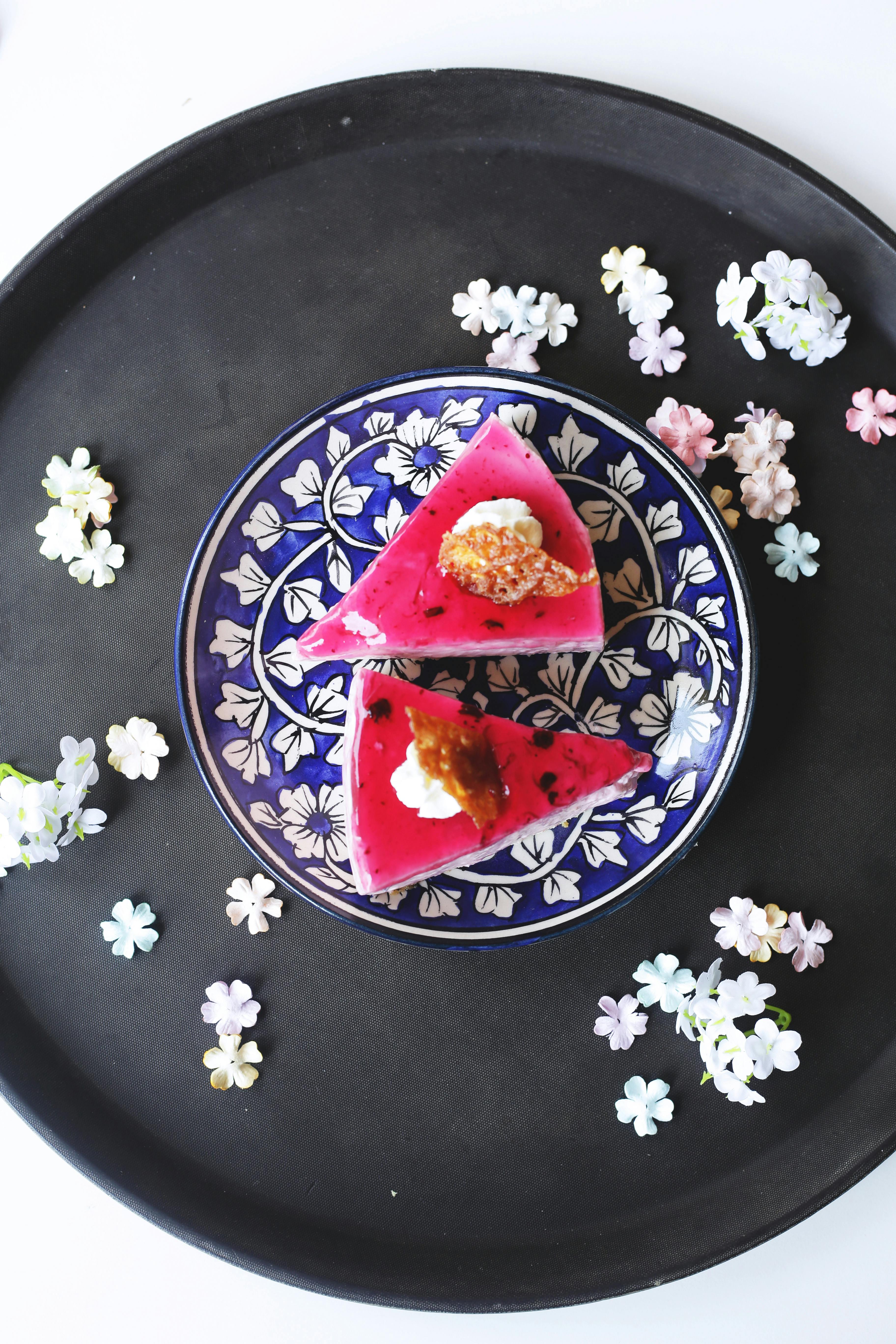 Sliced Strawberry Cake on Plate With Black Tray · Free Stock Photo