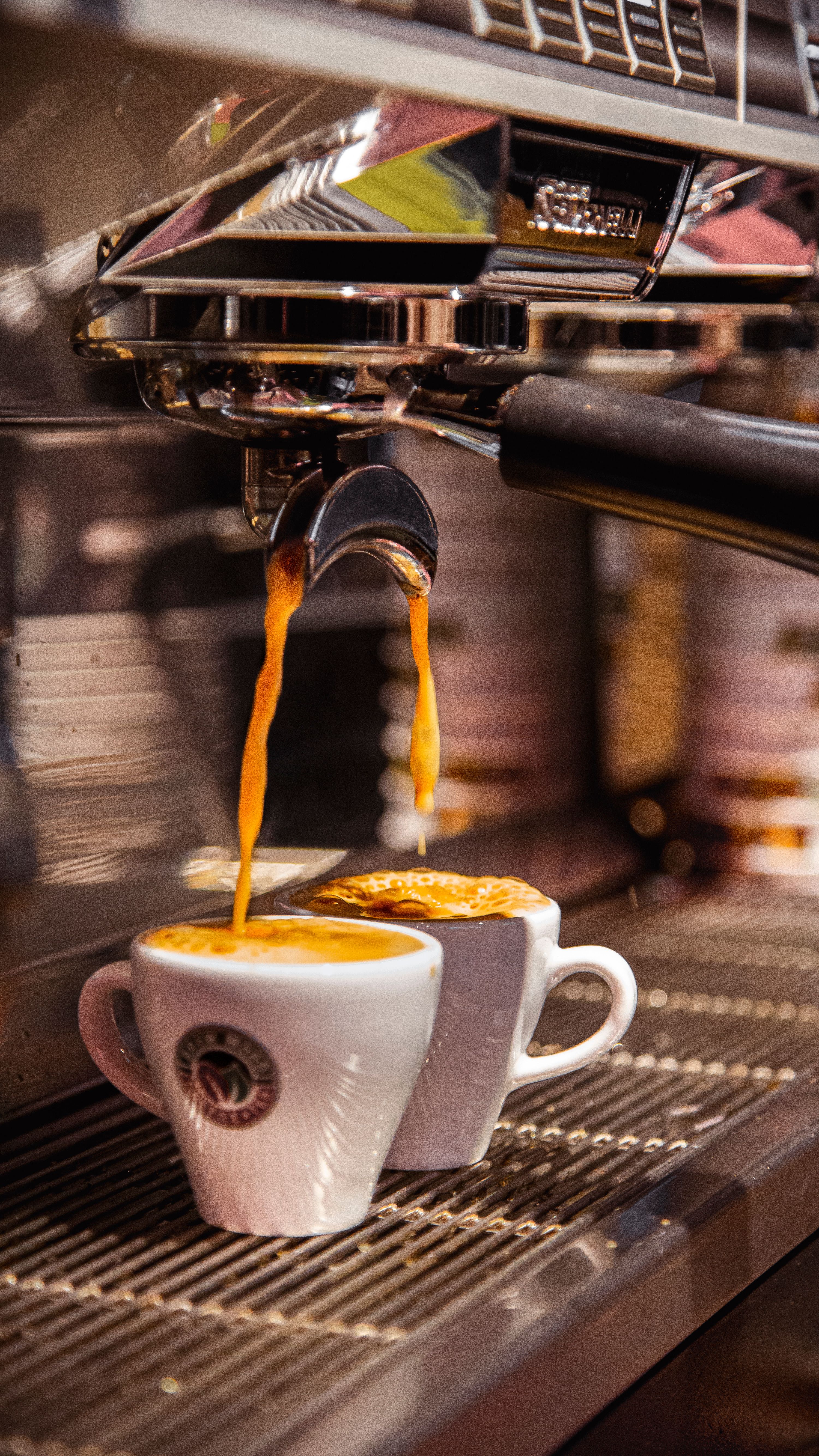 White Ceramic Cups on Coffee Maker · Free Stock Photo