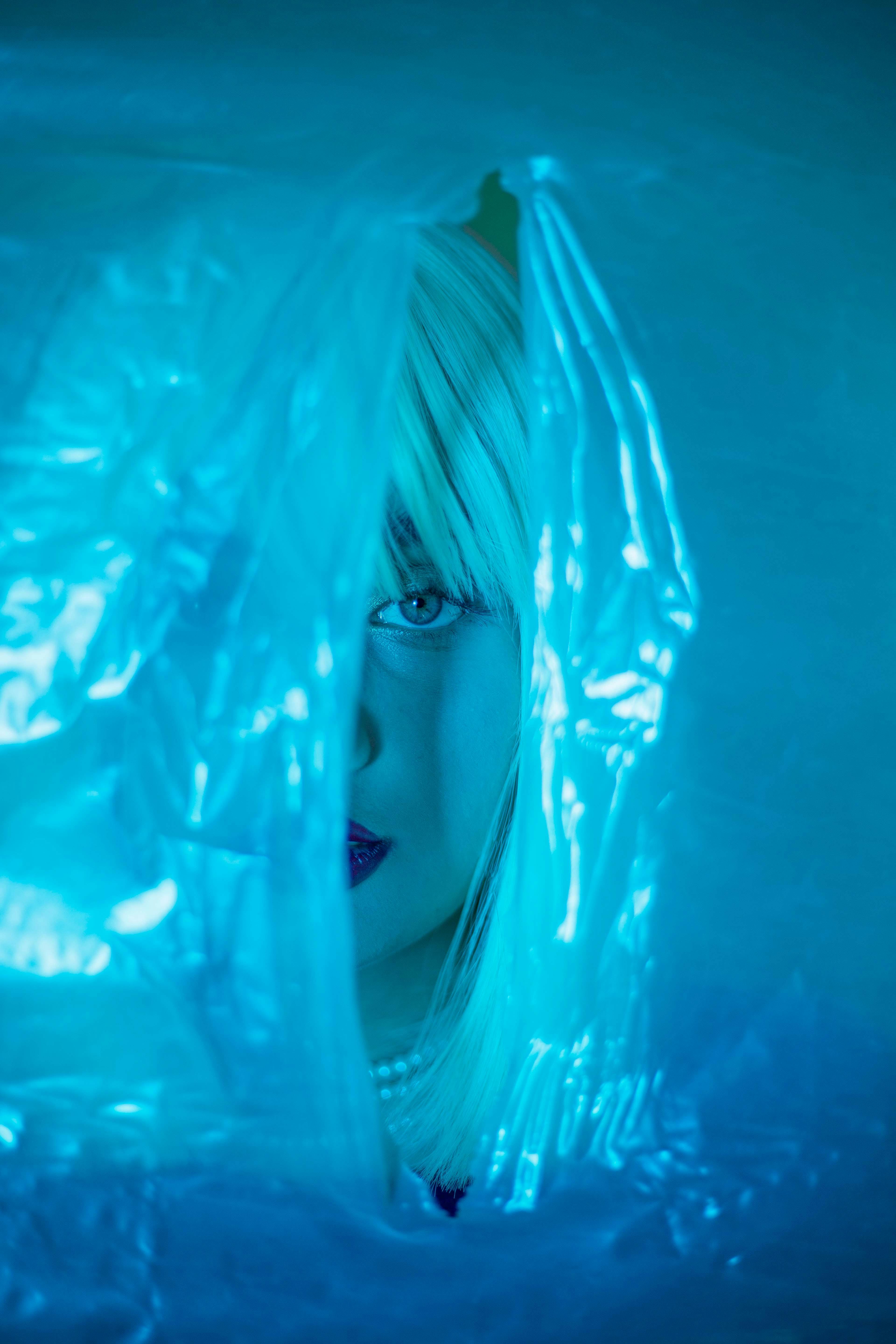 Abstract Portrait of Woman in Blue Light · Free Stock Photo