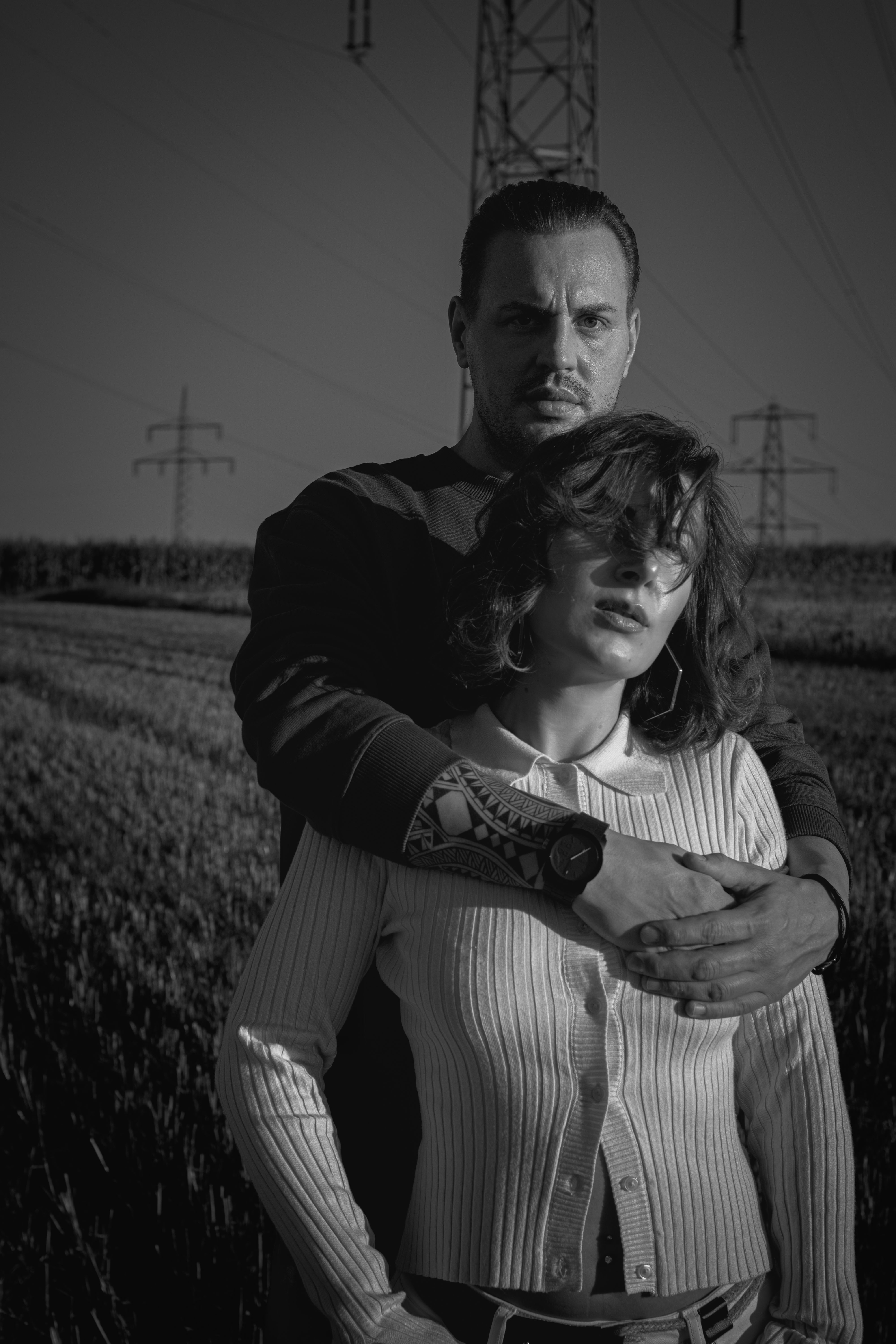 Grayscale Photo of a Couple Hugging · Free Stock Photo
