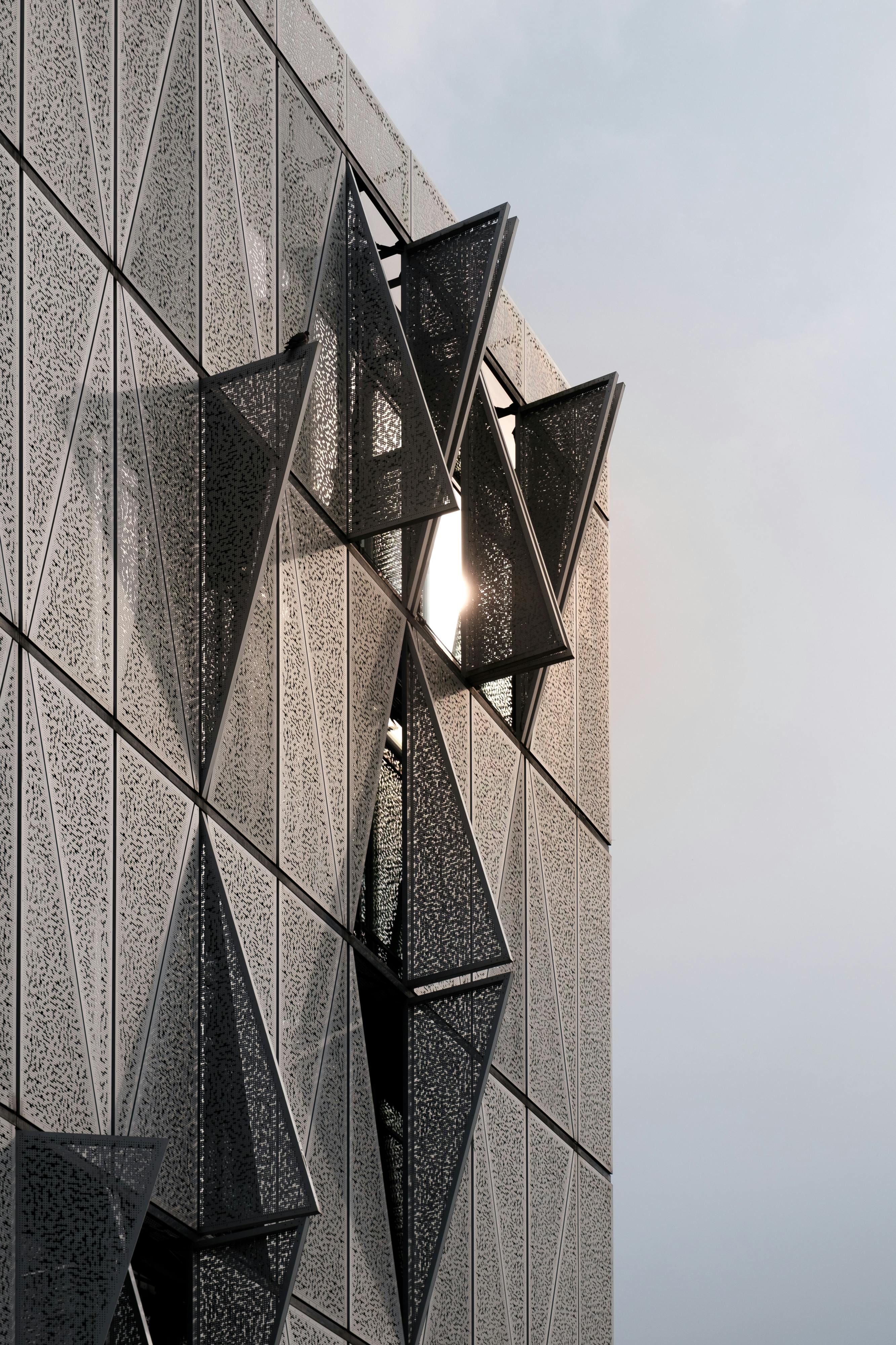 Triangular Window Shutters on Facade of Futuristic Building · Free ...