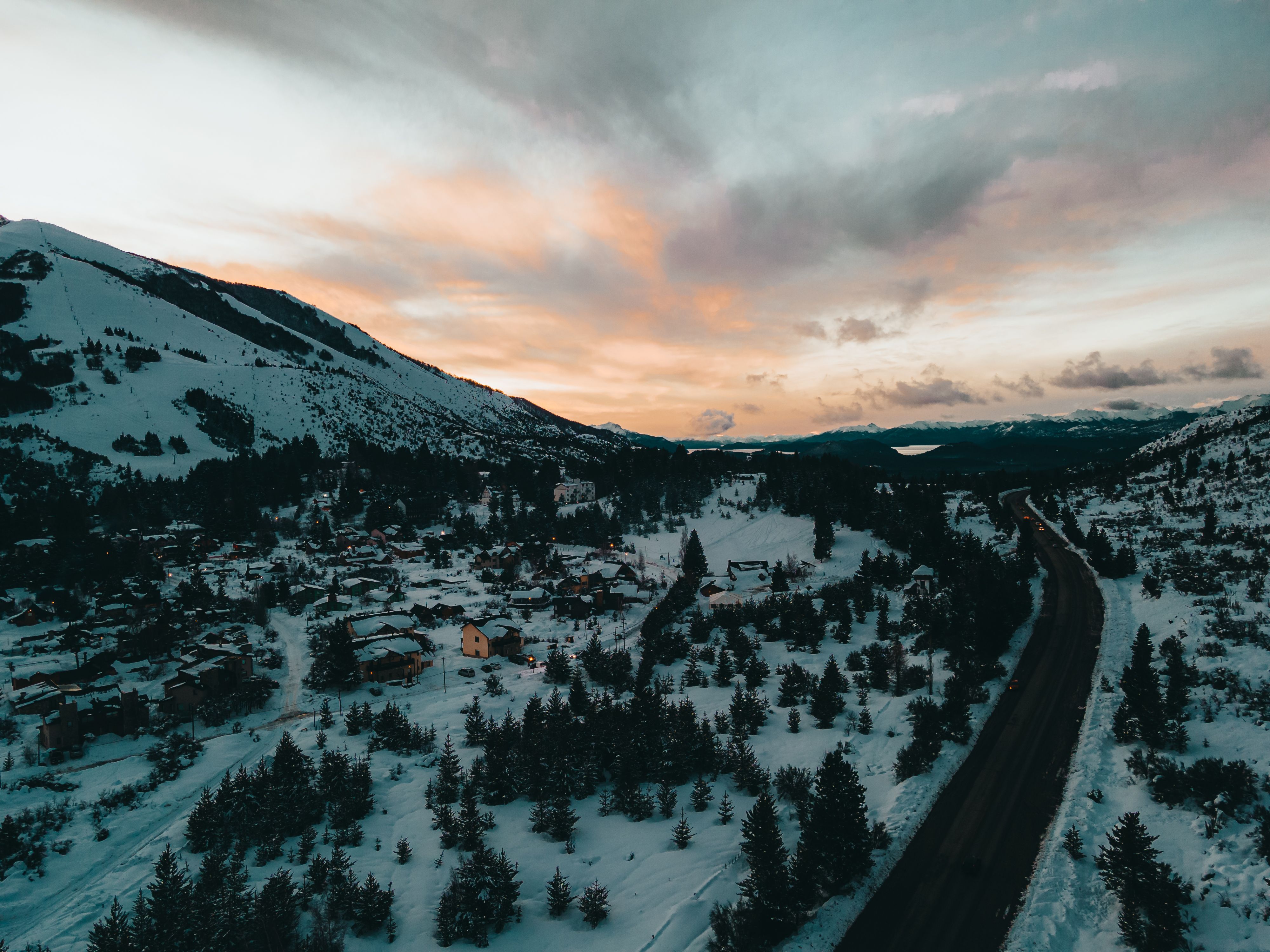 Aerial View of Green Trees on Snow Covered Ground during Sunset · Free ...