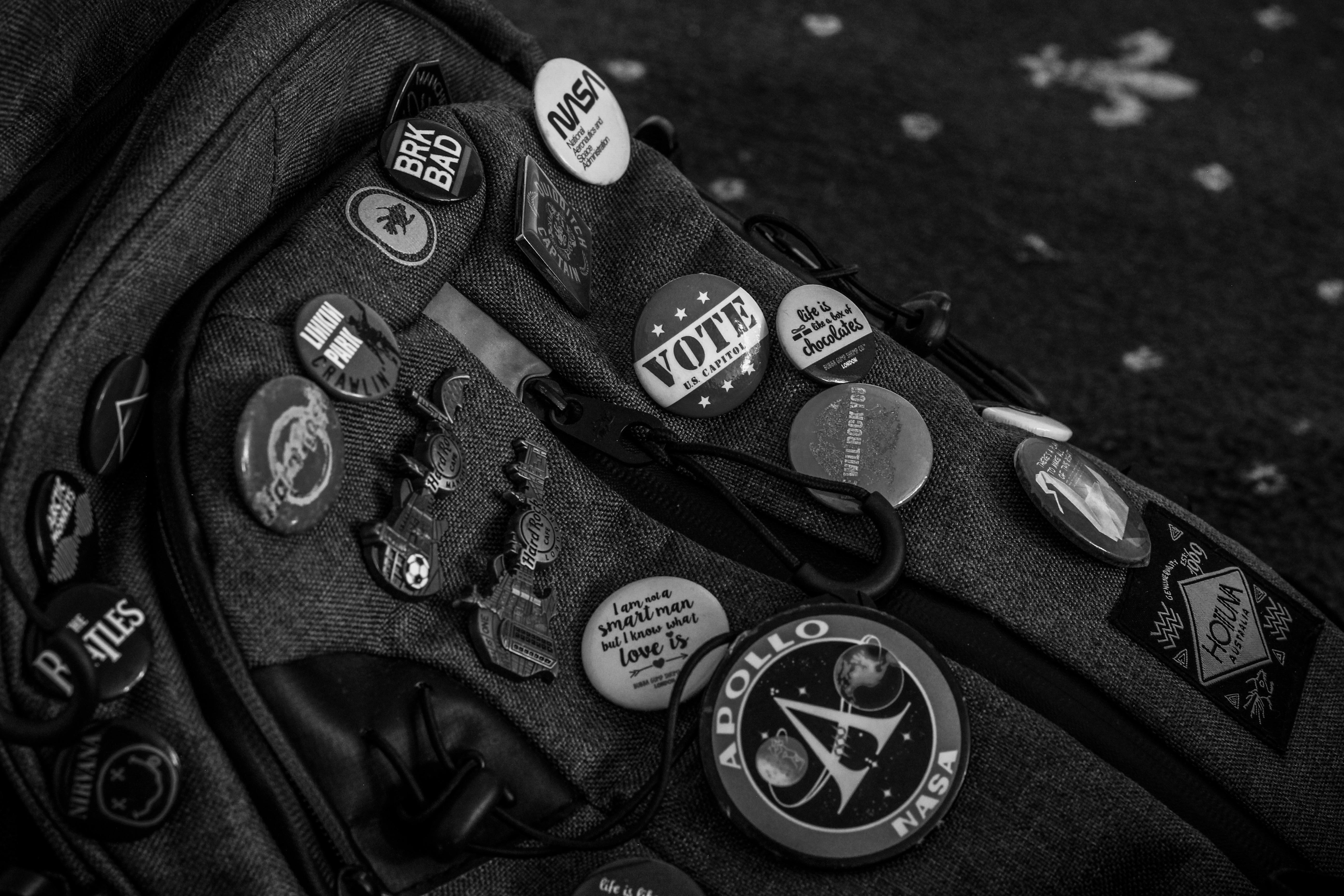 Pinback Button on a Backpack · Free Stock Photo
