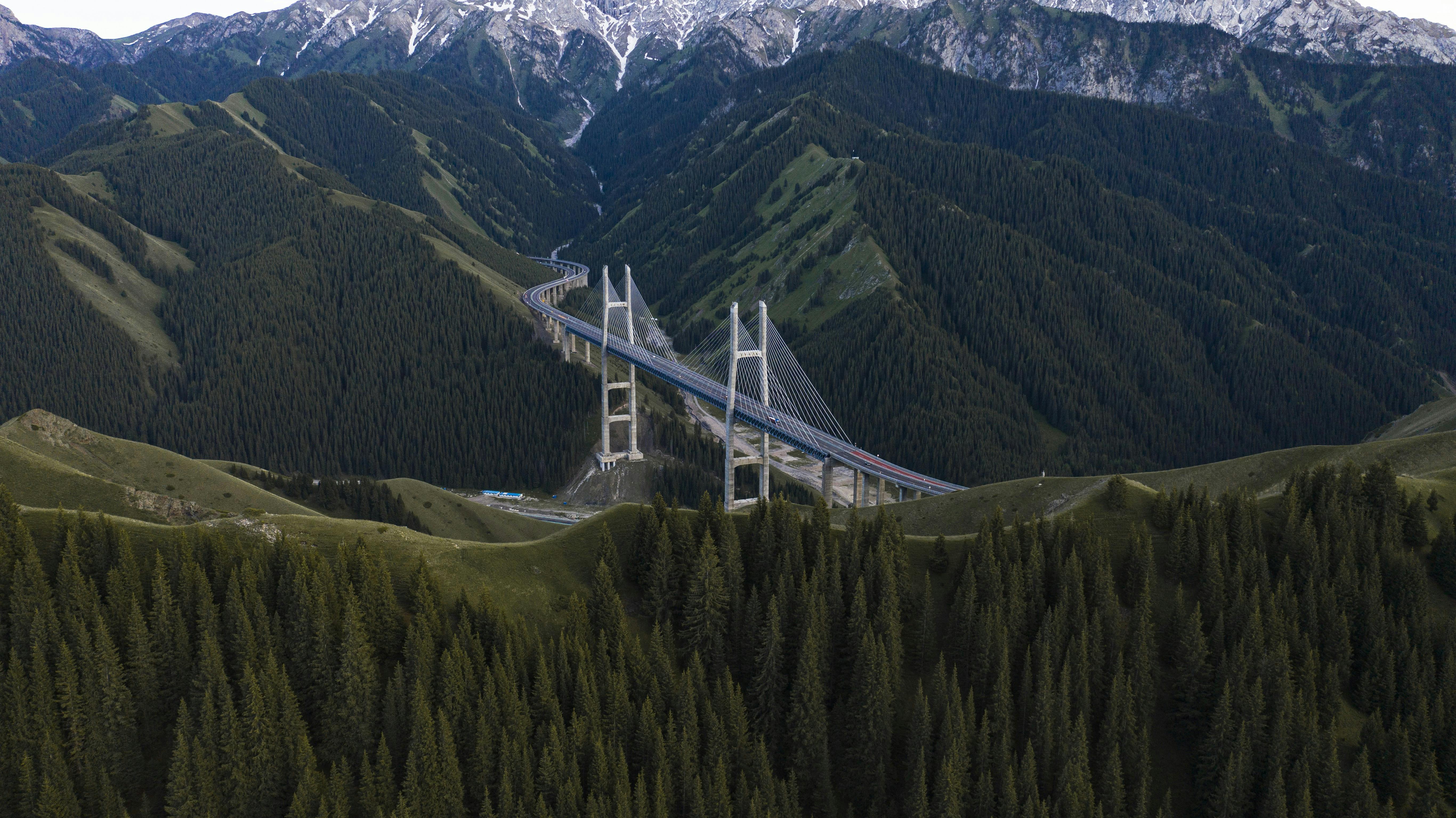 Suspension Bridge Between Mountains · Free Stock Photo