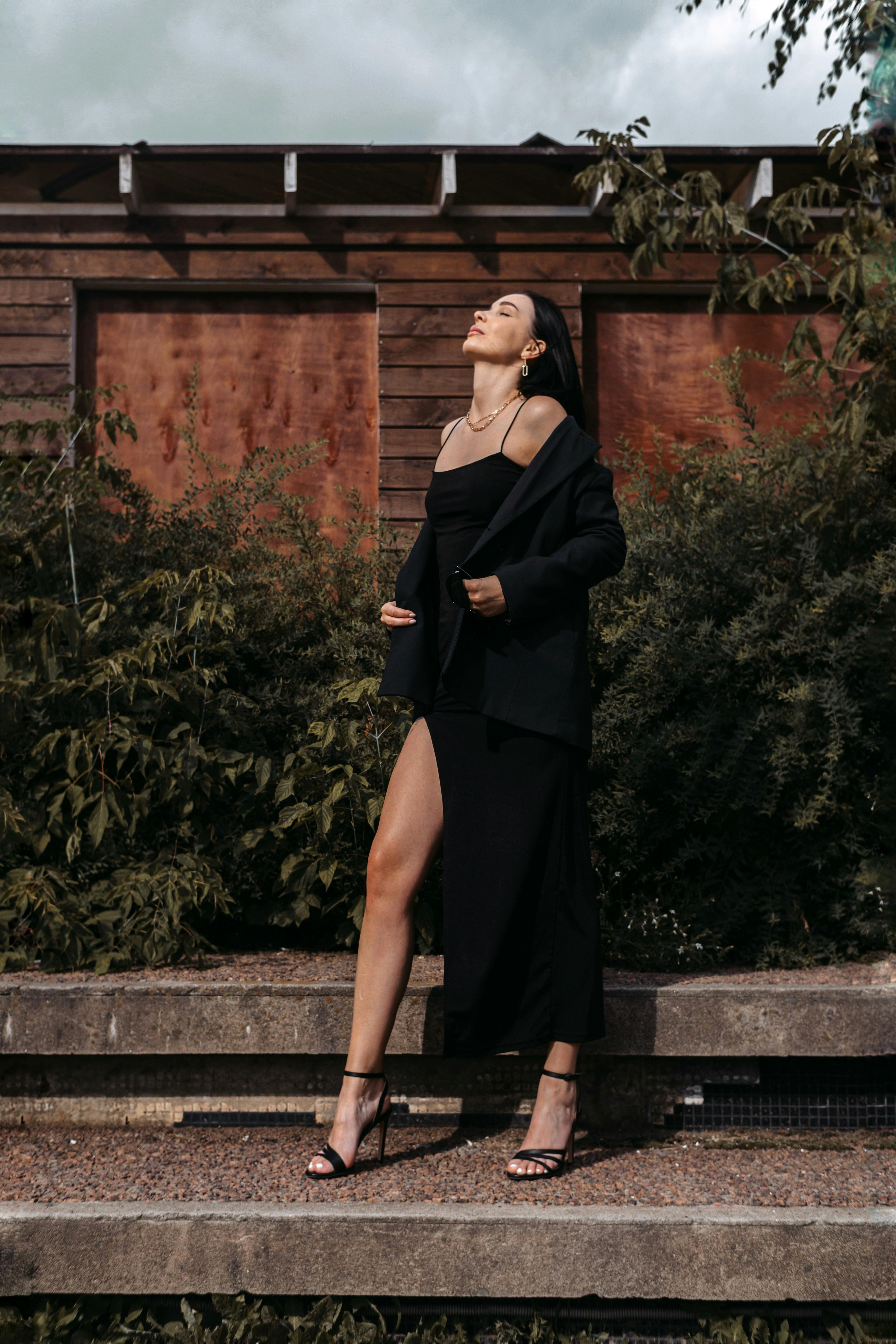 Woman Posing in Black Dress · Free Stock Photo