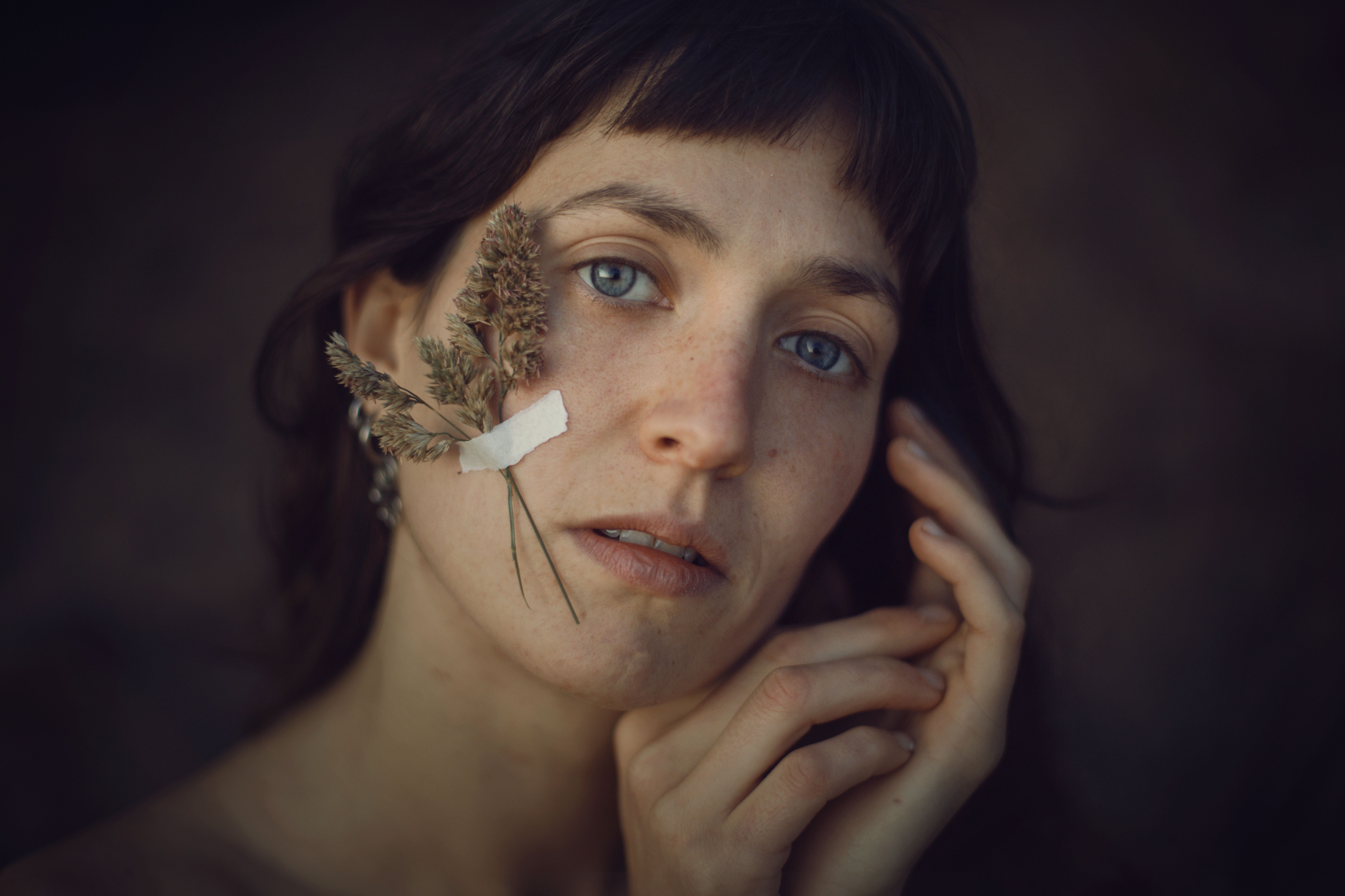 Woman with Plants on Face · Free Stock Photo