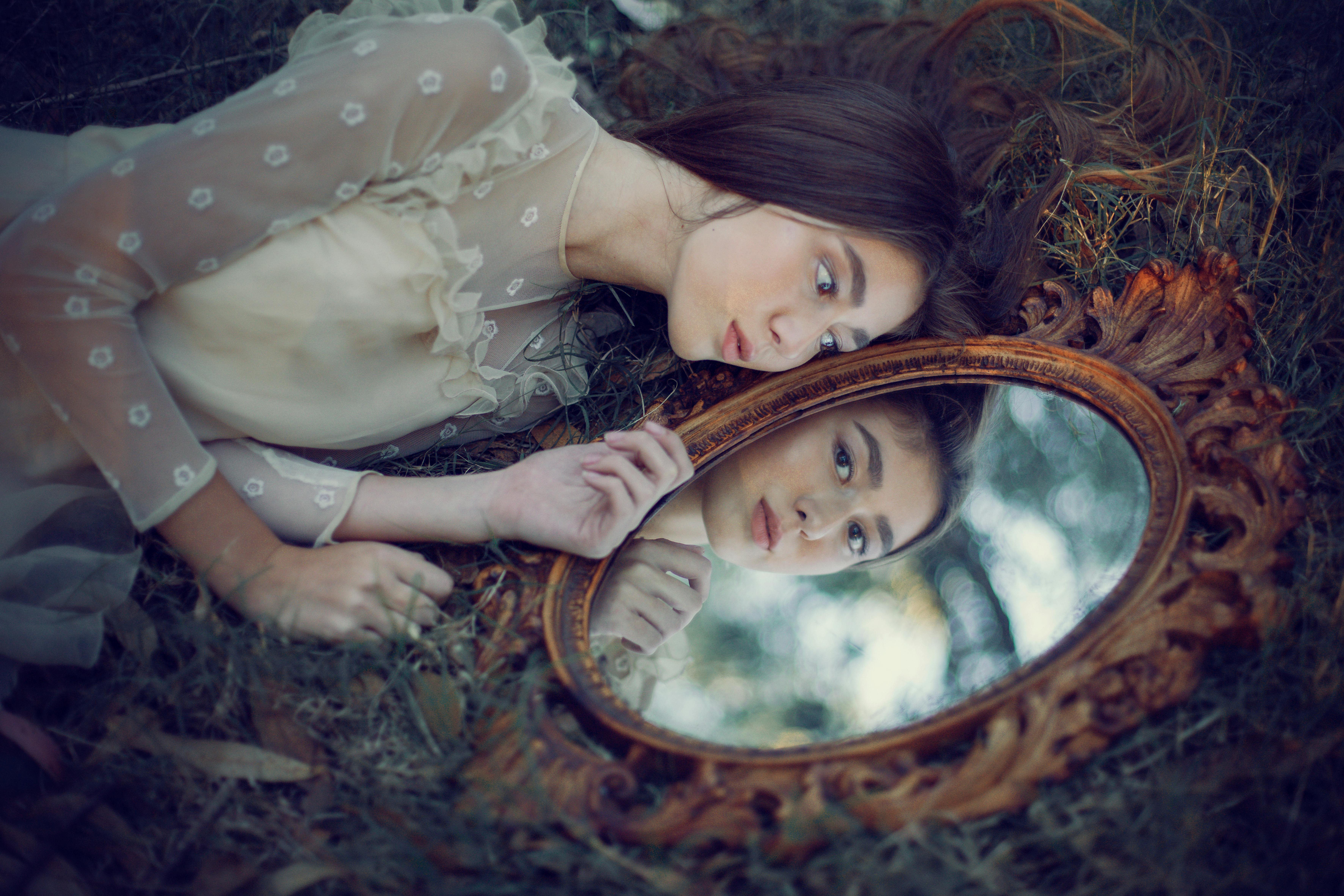 Woman Lying Down with Mirror · Free Stock Photo