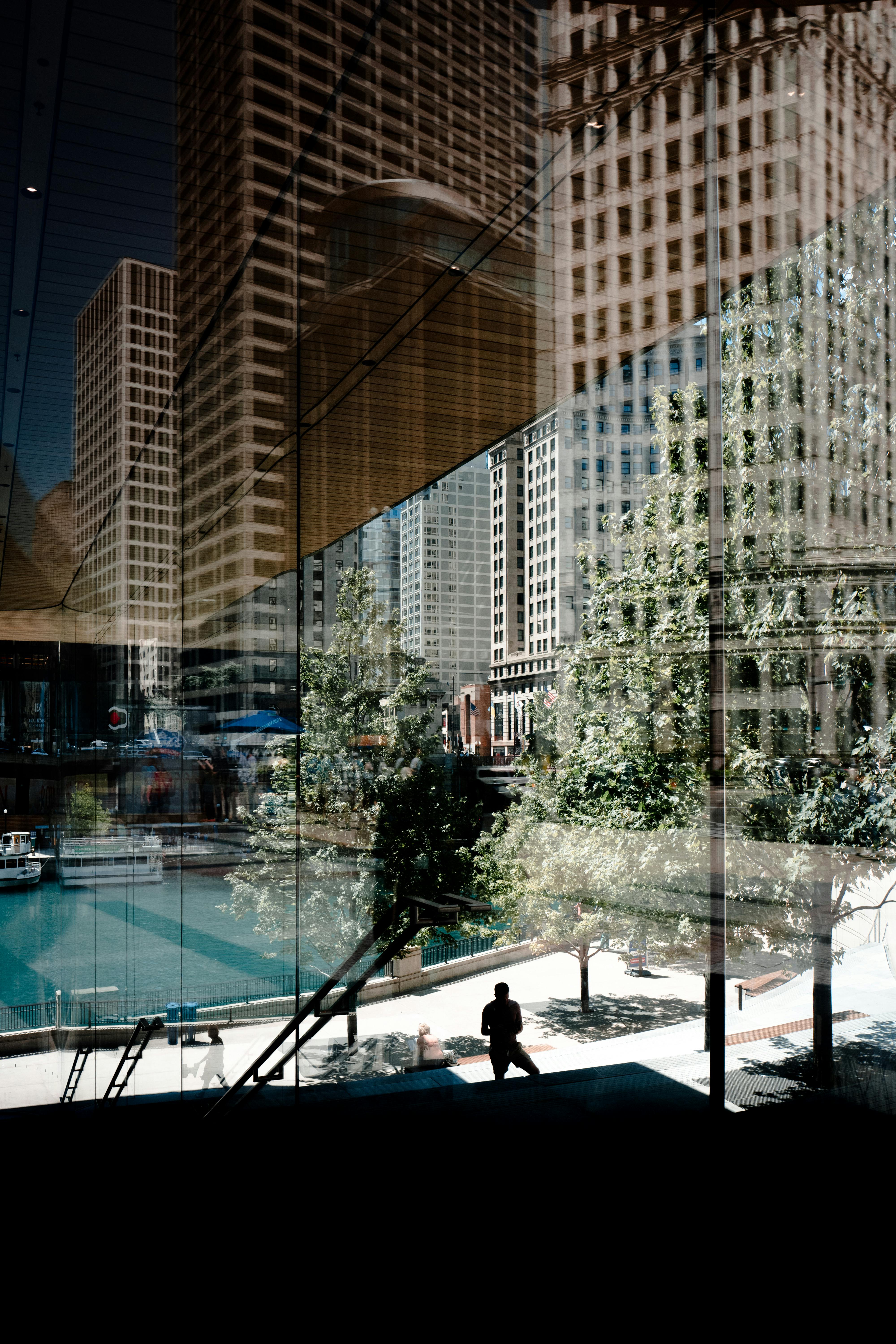 Silhouette of a Woman Standing Behind Glass Panel · Free Stock Photo