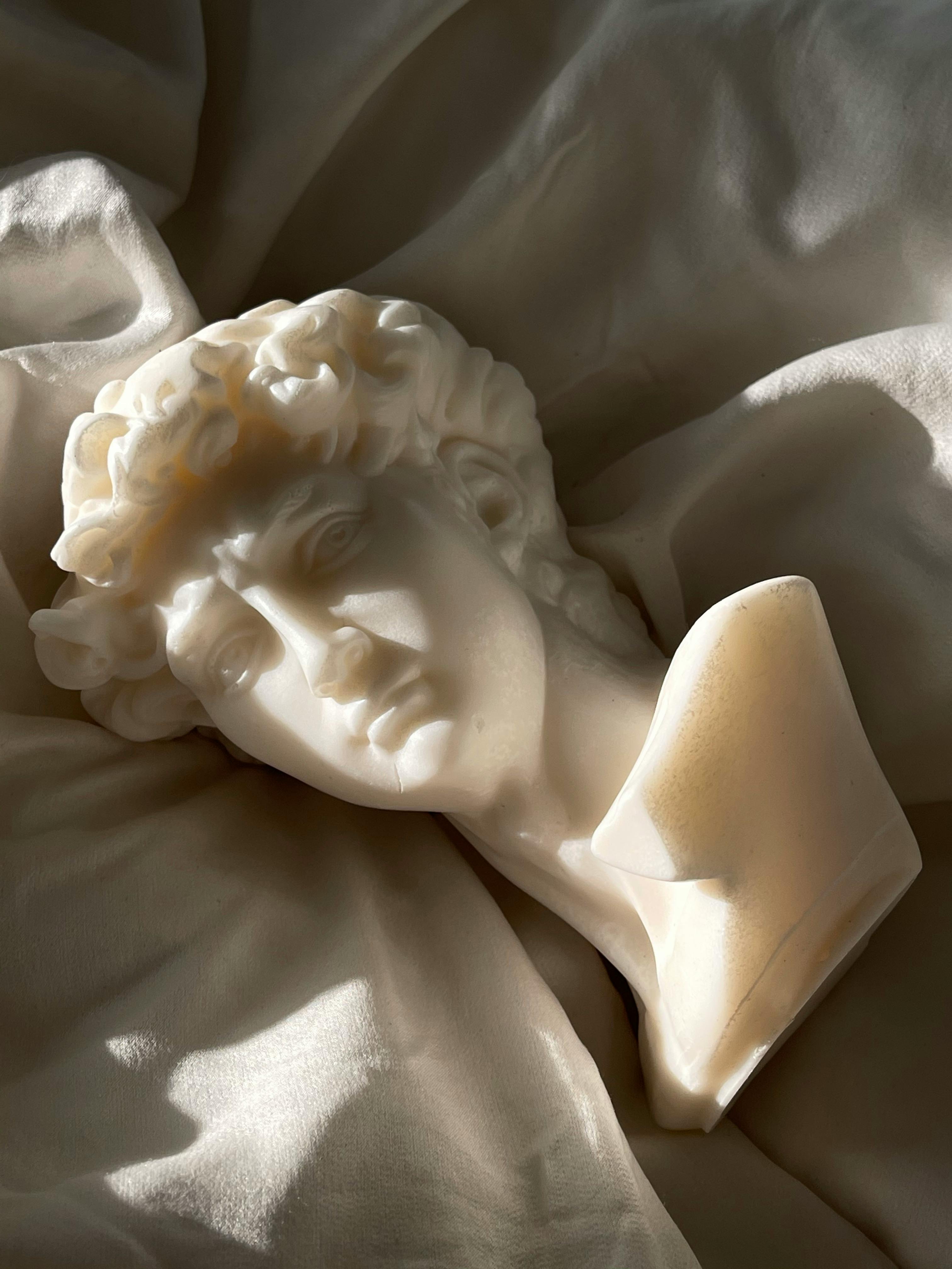 Bust Statue on White Textileclose-up · Free Stock Photo