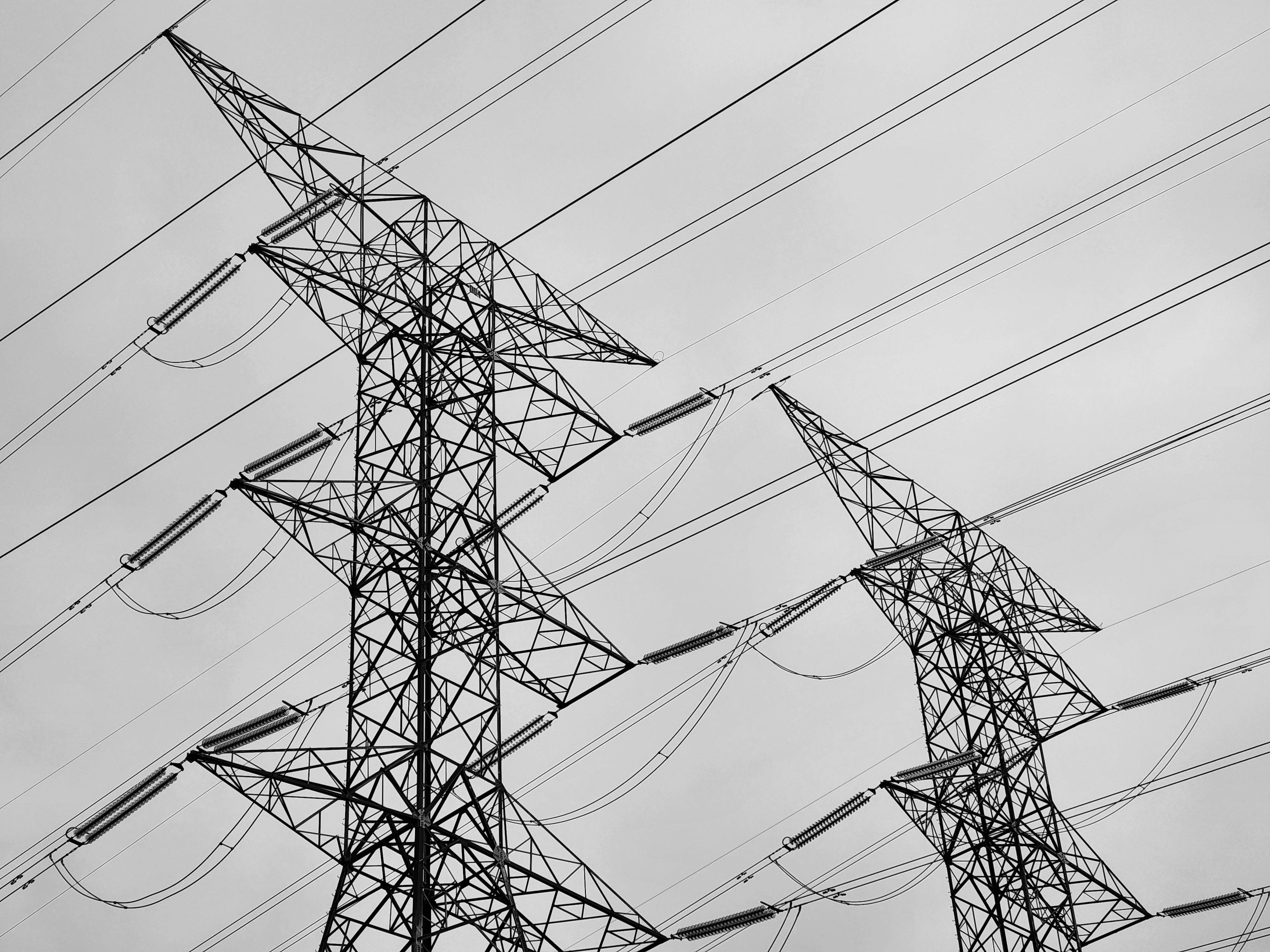 Grayscale Photo of Electrical Lines · Free Stock Photo