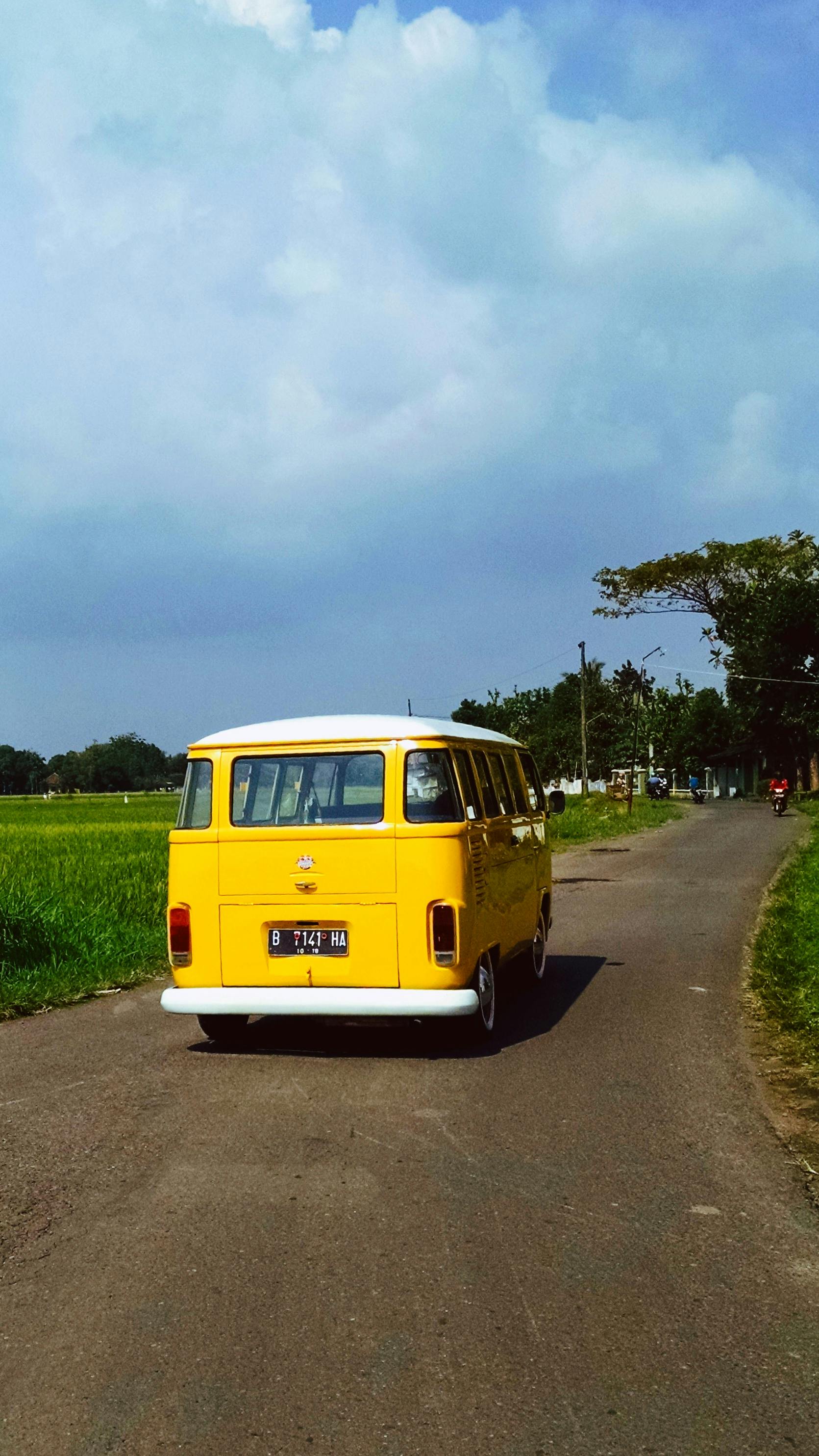 Yellow Van on the Road · Free Stock Photo