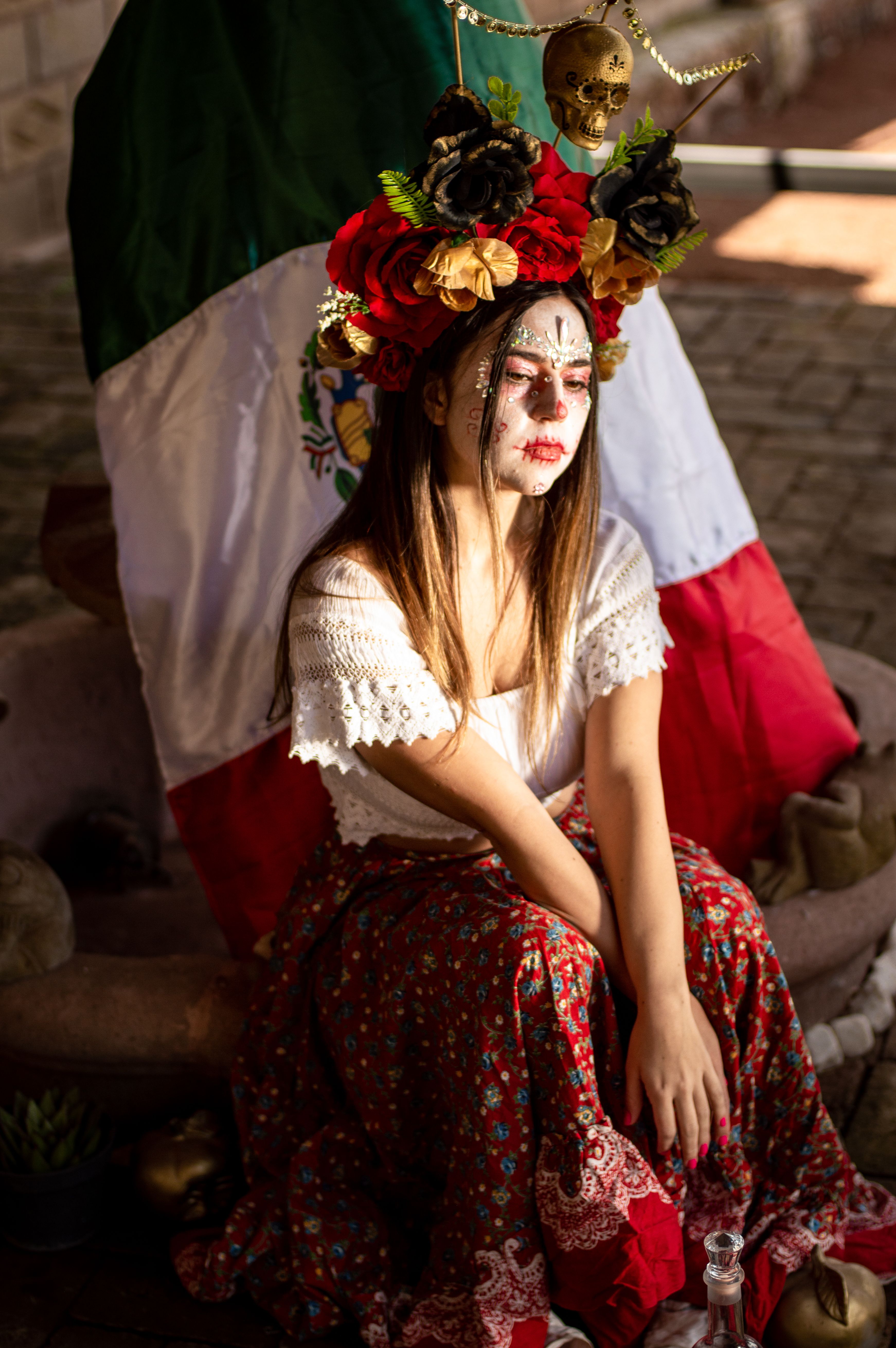 Young Woman in a Costume and Makeup for the Day of the Dead ...