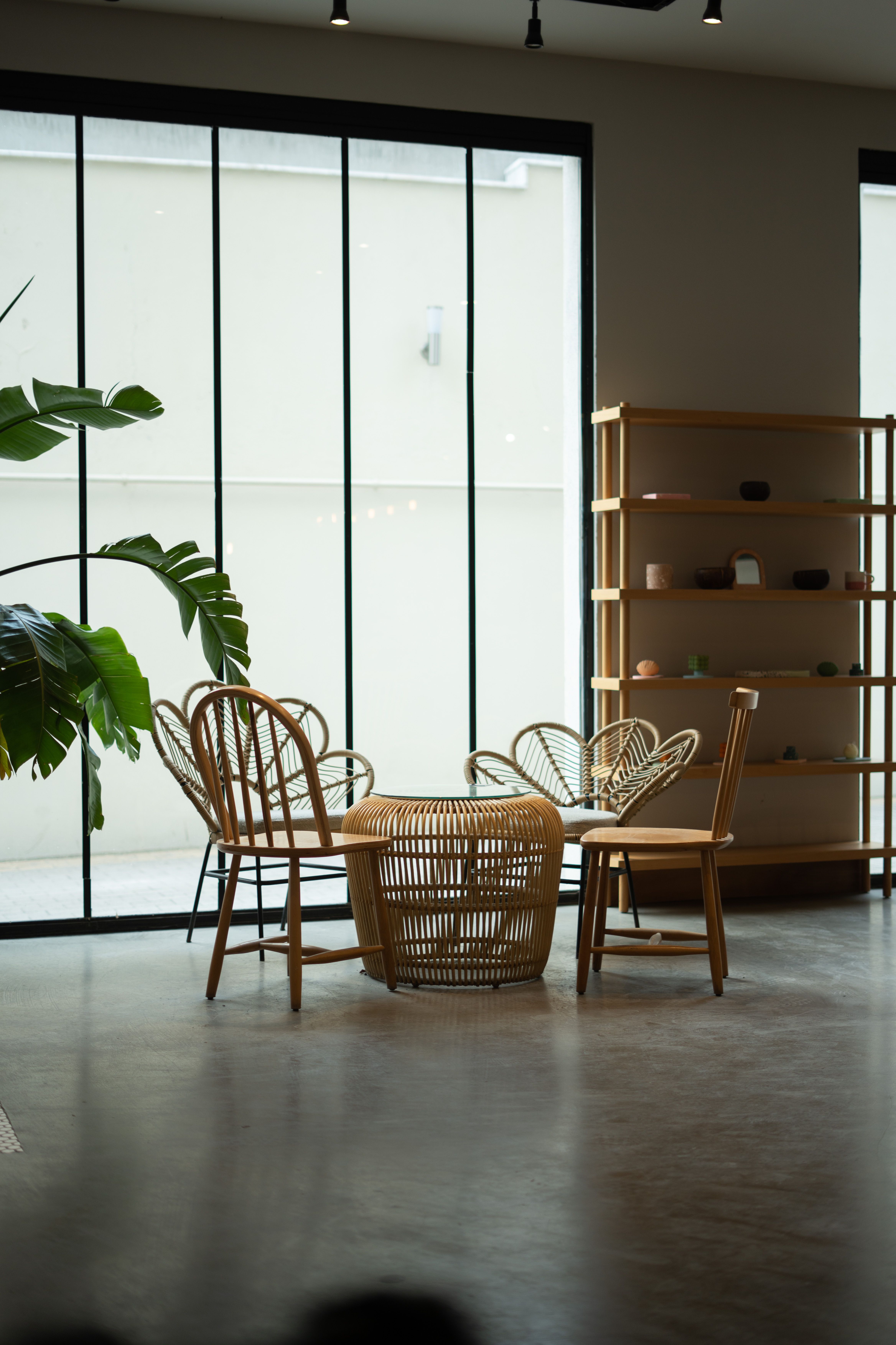 Minimalist Wooden Furniture in Cafe Interior · Free Stock Photo