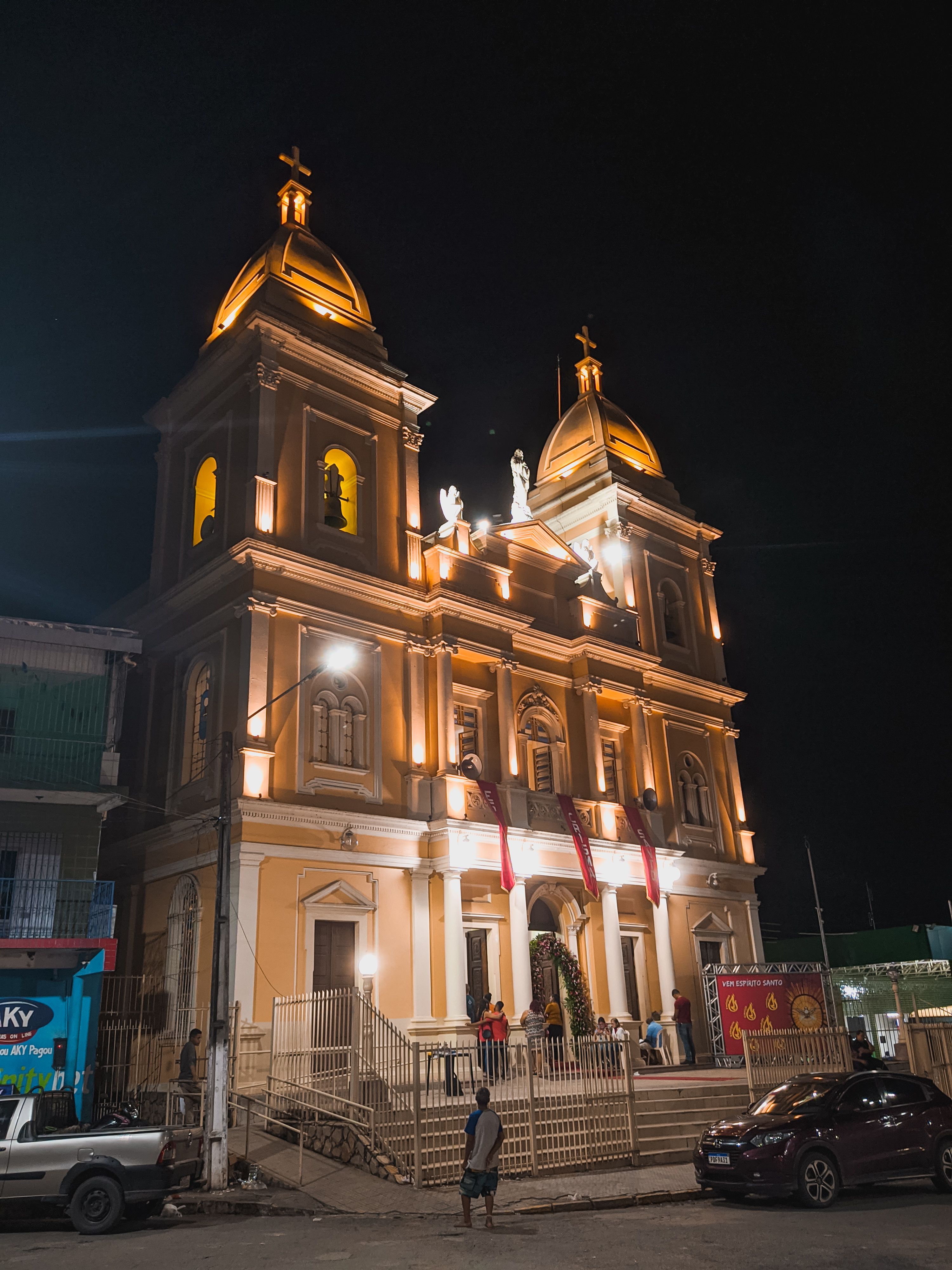 Illuminated Cathedral at Night City Street · Free Stock Photo
