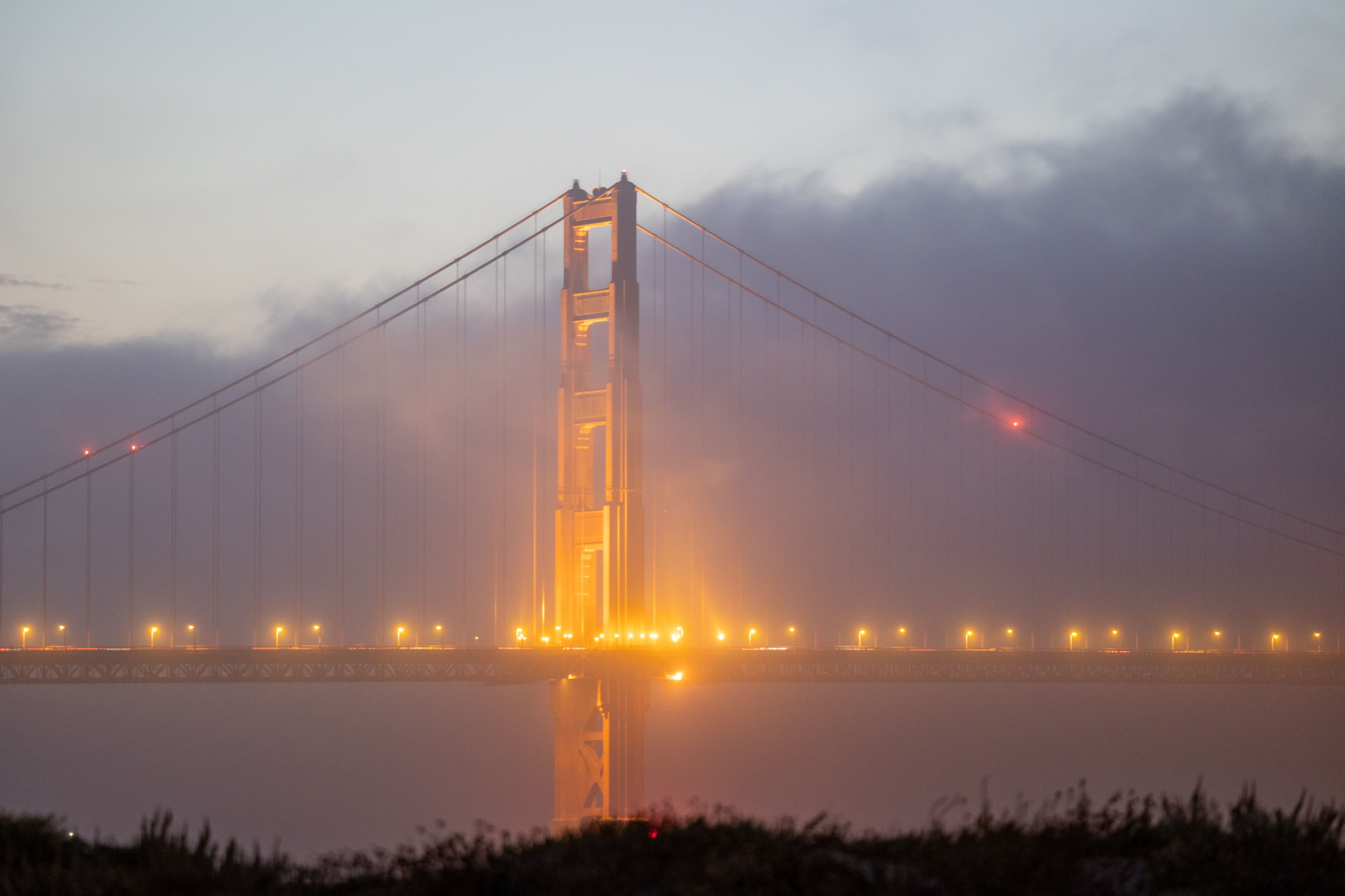 Illuminated Golden Gate Bridge · Free Stock Photo