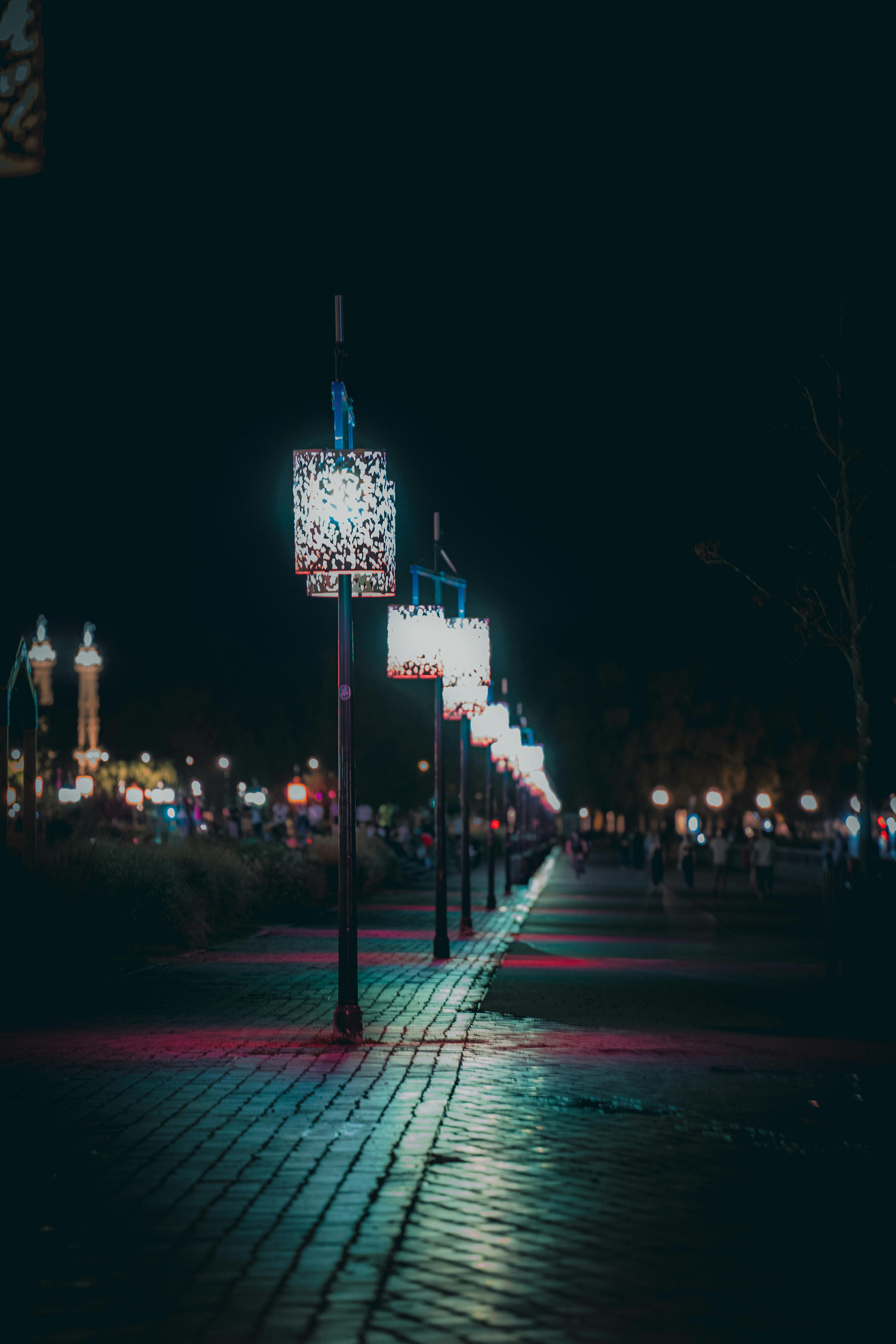 Lighted Street Lights during Night Time · Free Stock Photo