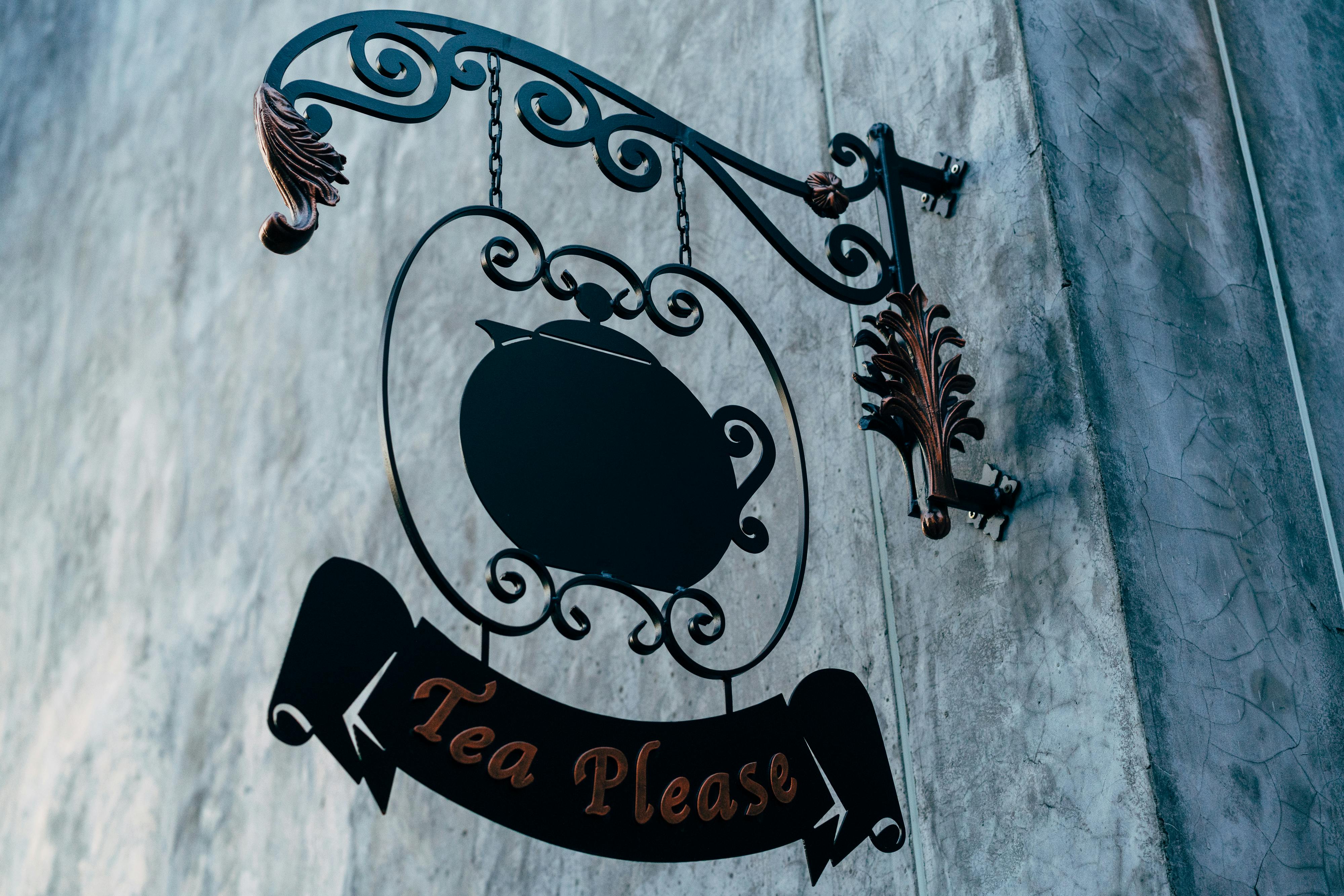 Teapot Logo and Tea Please Text · Free Stock Photo