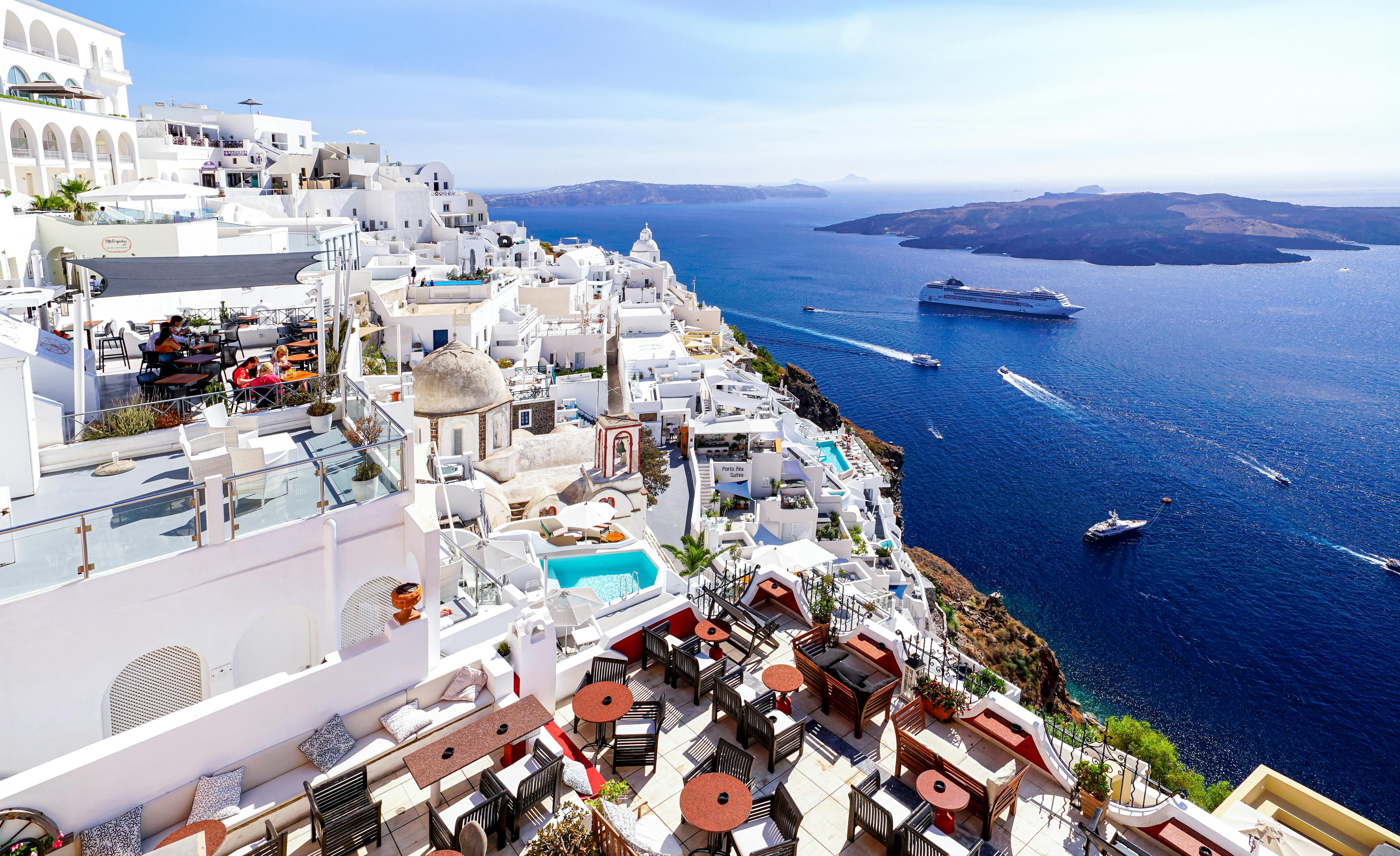 Aerial Photography of Santorini Island in Greece · Free Stock Photo