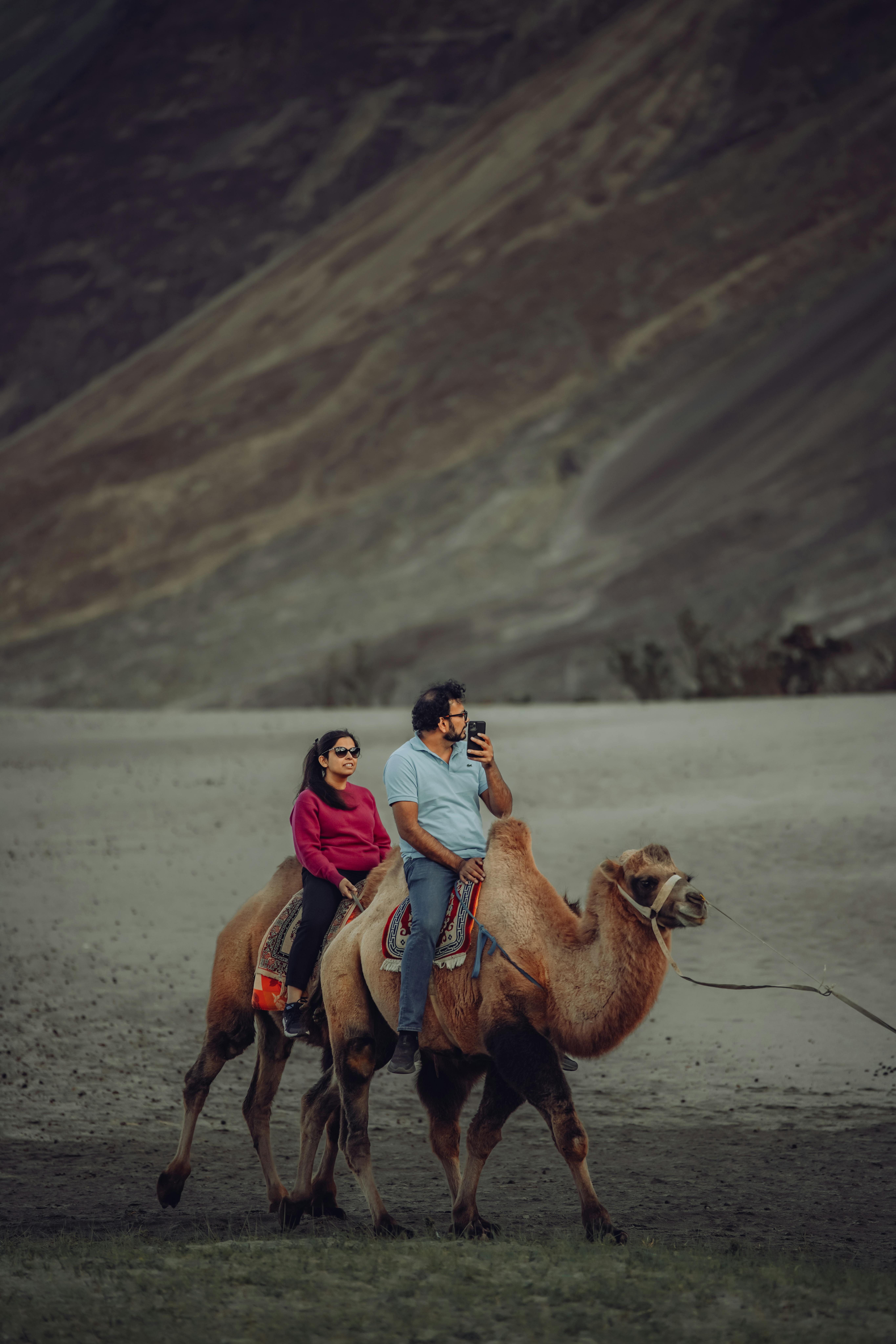 Man and Woman Riding Camel on Desert · Free Stock Photo