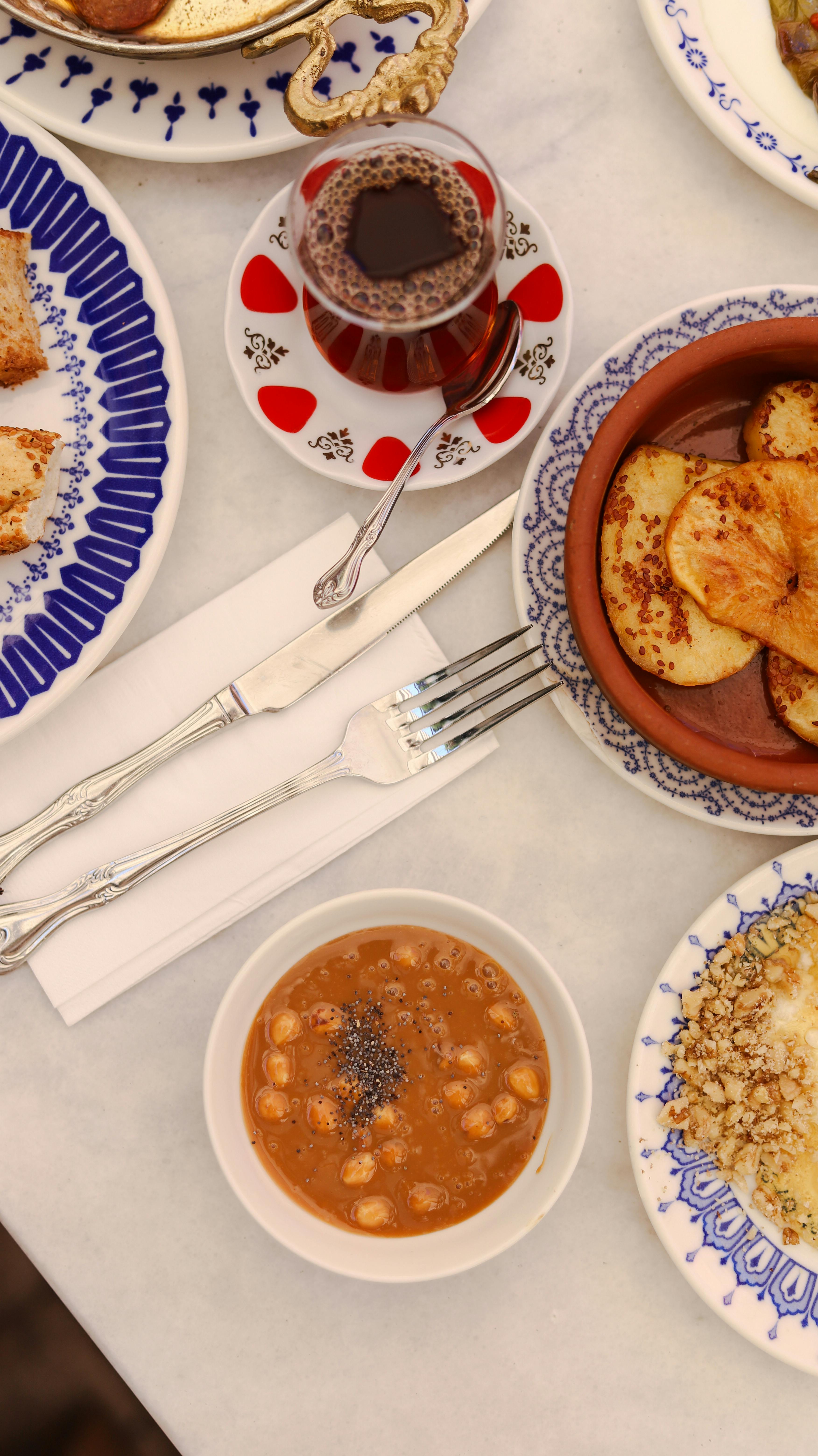 Food and Cutlery on Table · Free Stock Photo