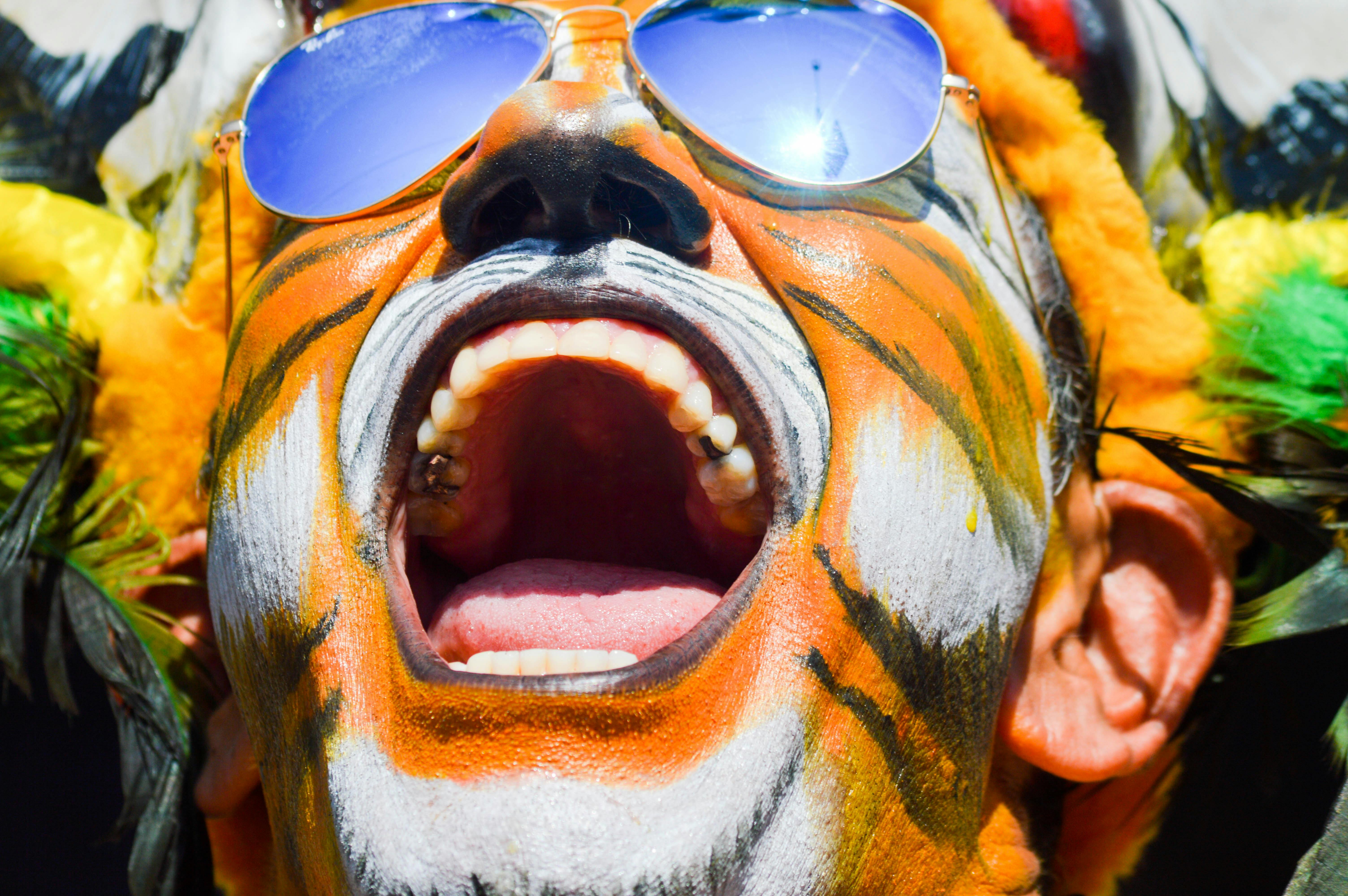 Person with Face Paint Roaring · Free Stock Photo