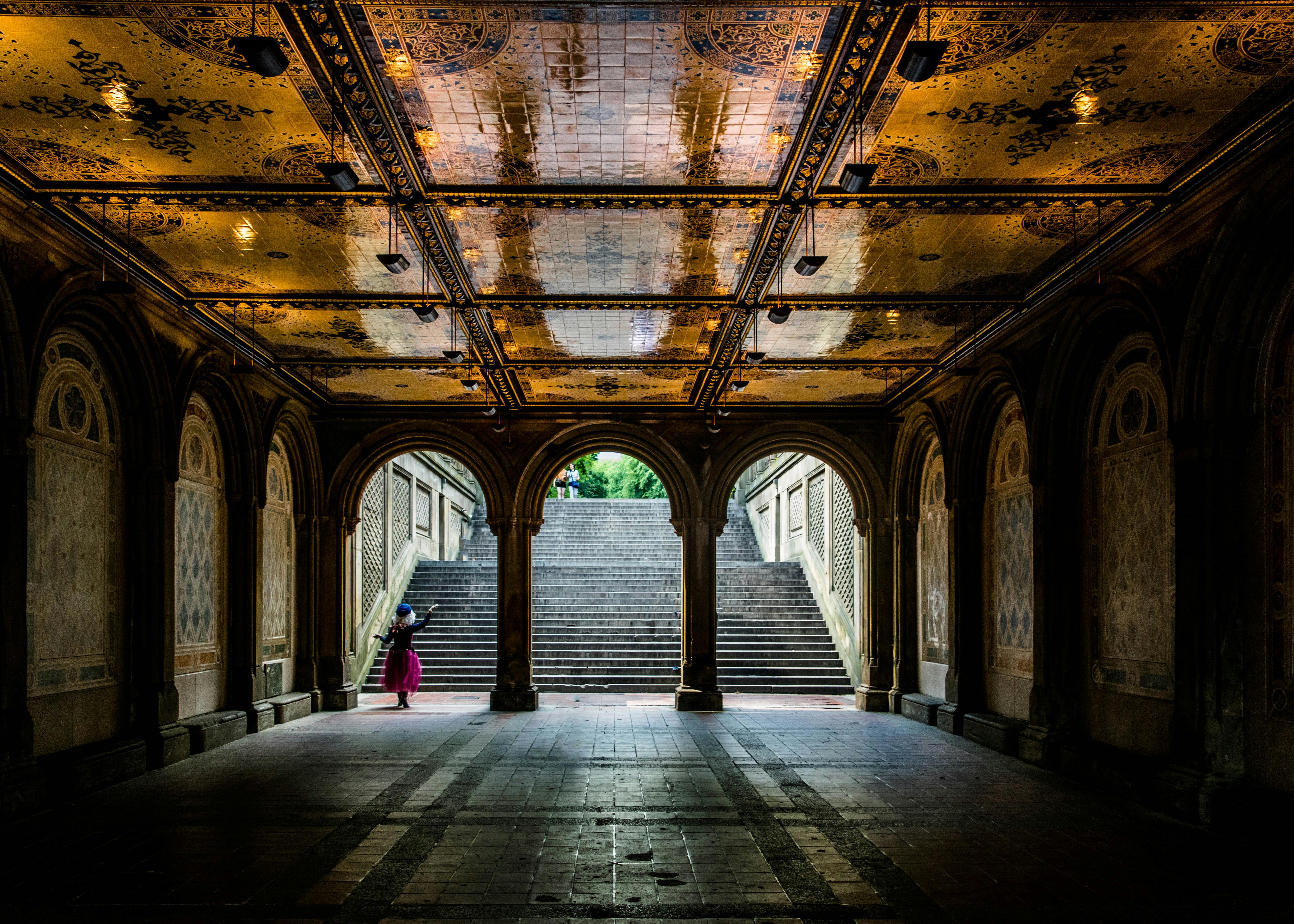 Decorated, Golden Ceiling in Tunnel · Free Stock Photo