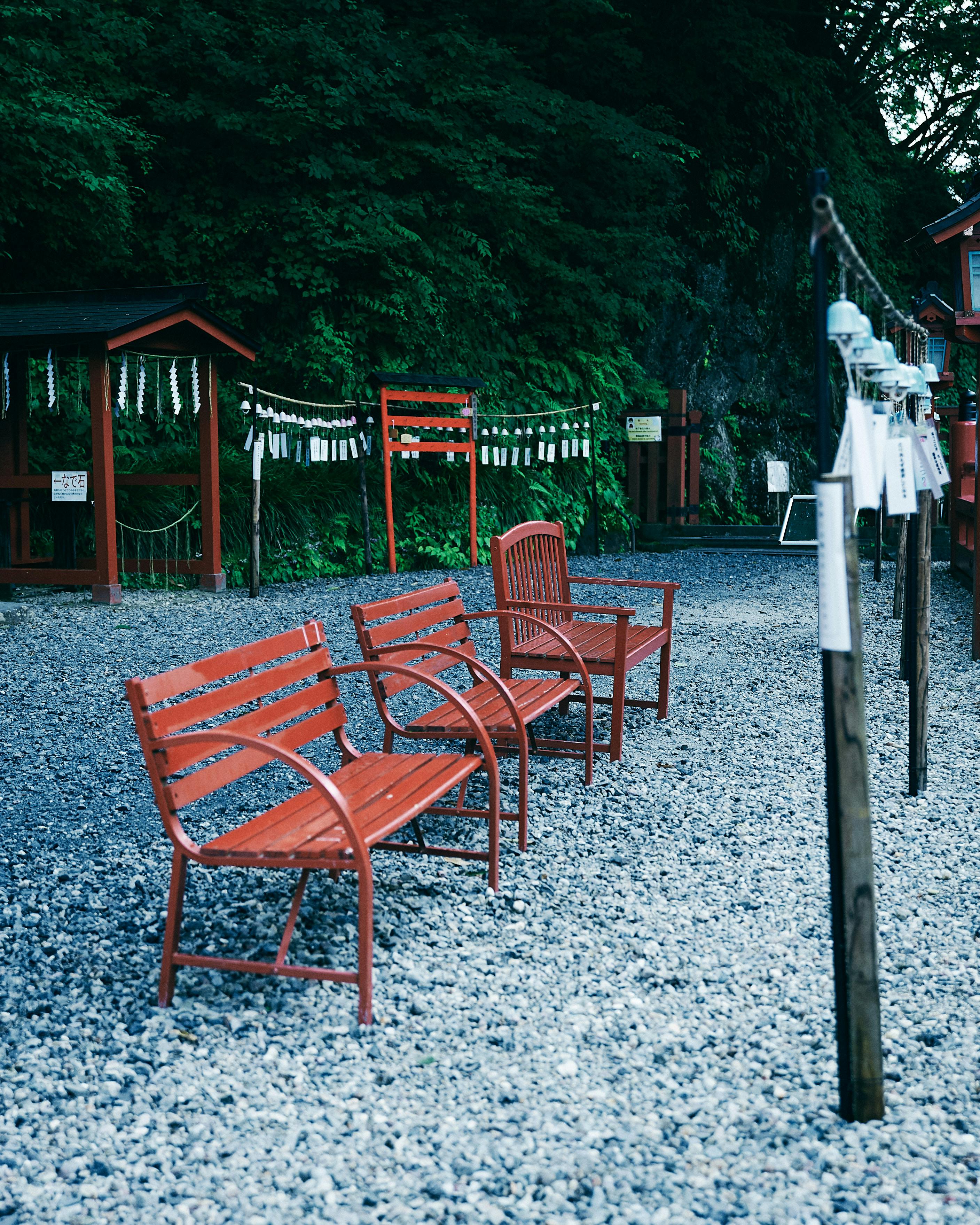 Red Benches on a Park · Free Stock Photo